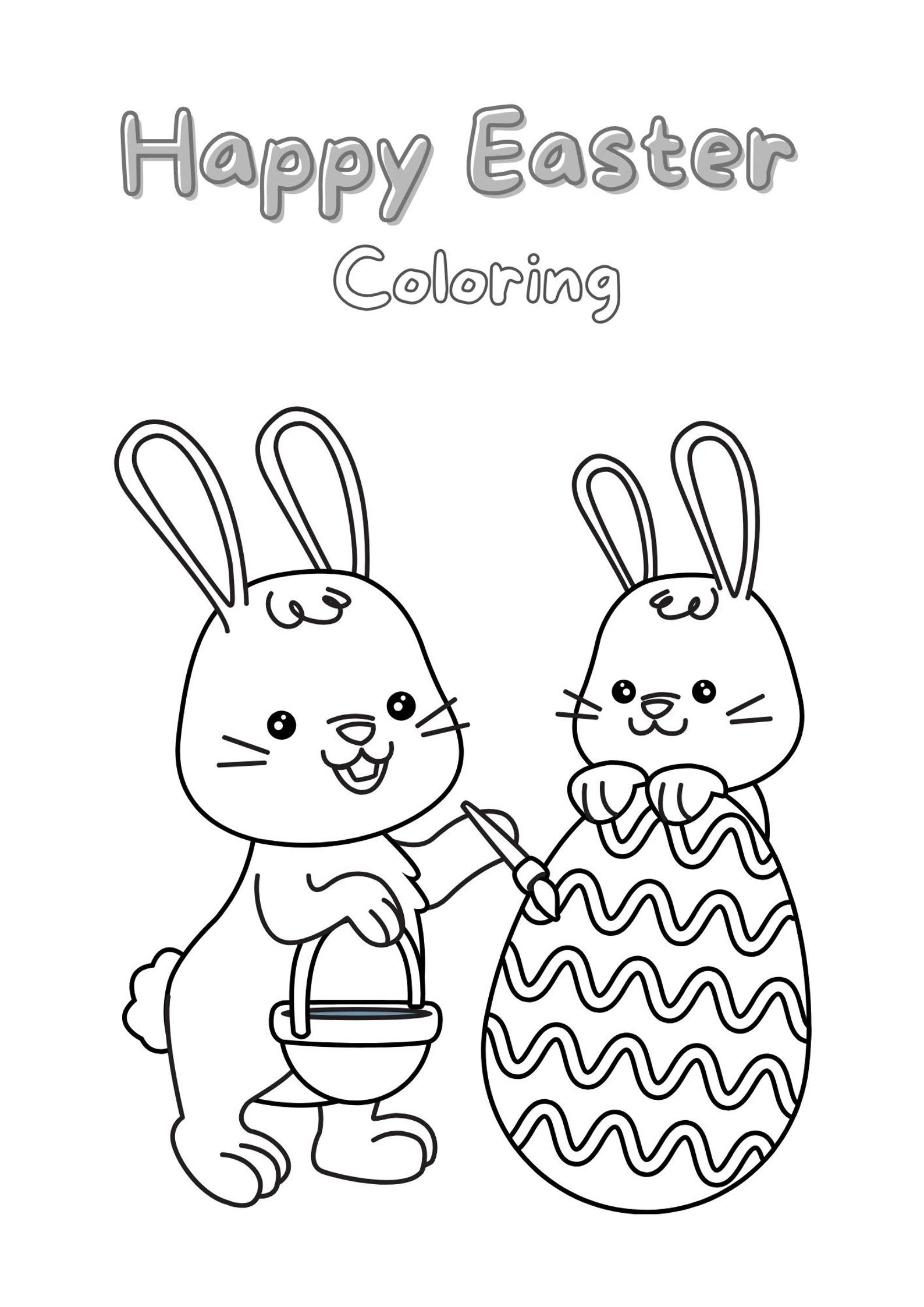 Easter Easy Coloring Pages for Kids, Toddler, Preschool Printable ...