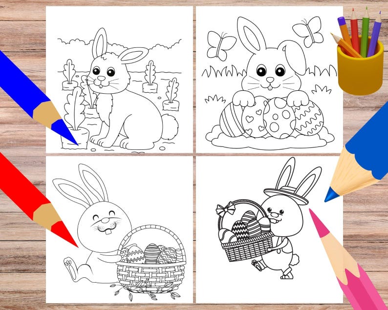 Easter Easy Coloring Pages for Kids, Toddler, Preschool Printable ...