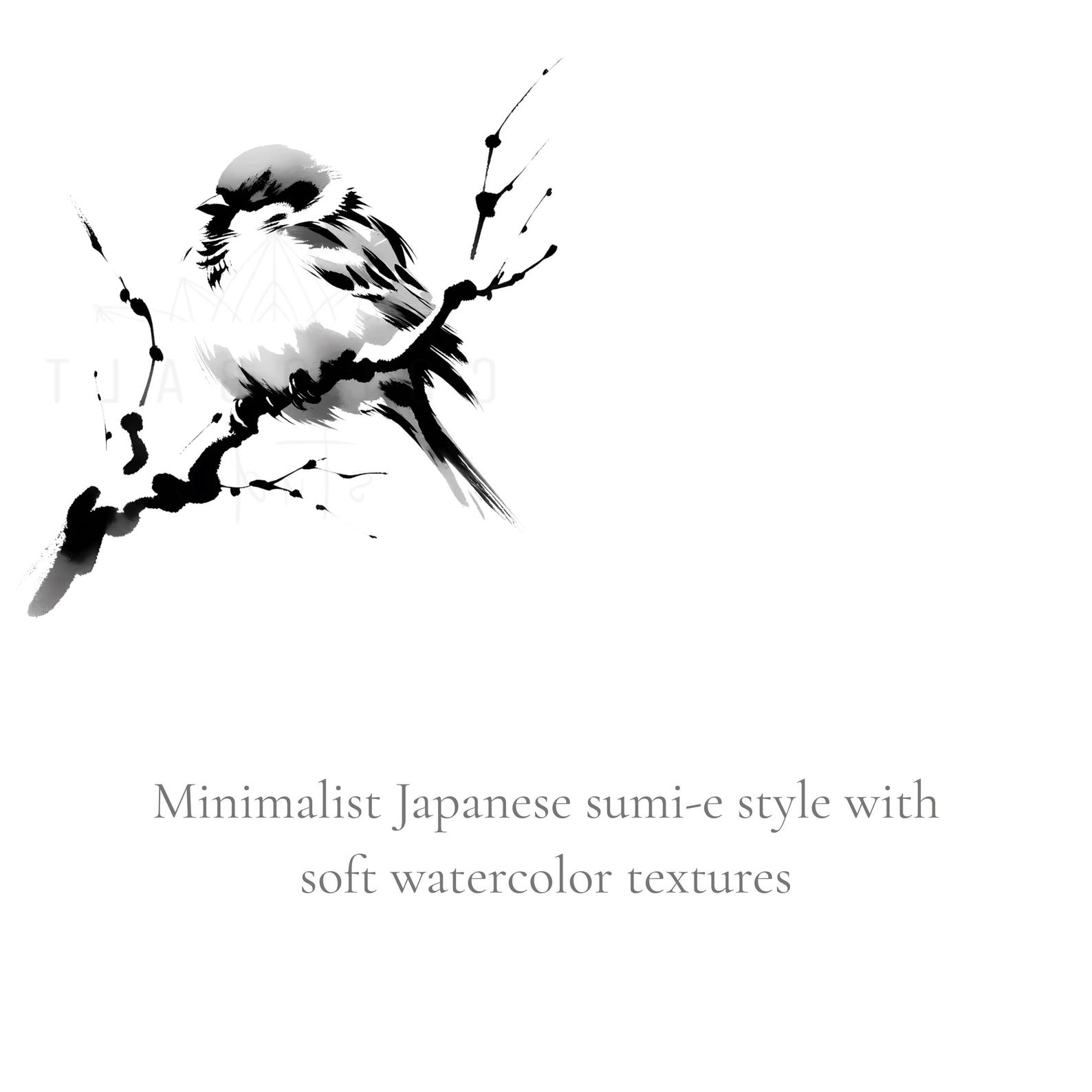Sparrow Clipart Set | Japanese Sumi-e Bird Art | Minimalist Nature ...