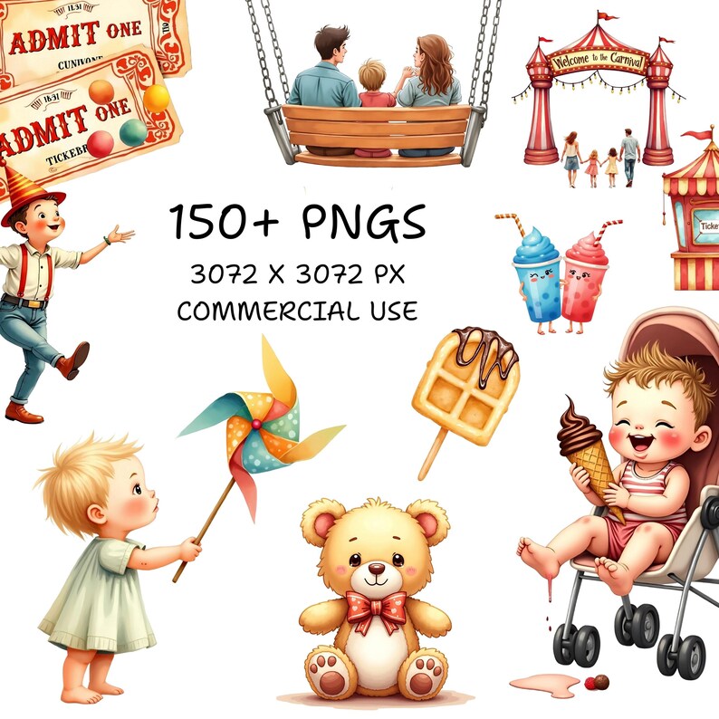 Carnival Clipart | Fun Fair Watercolor PNG | Carnival Theme Graphics ...