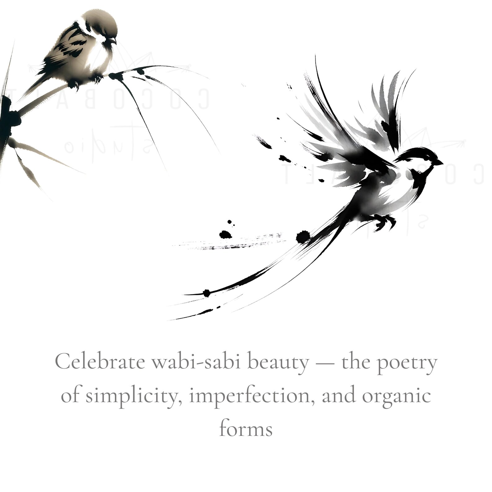 Sparrow Clipart Set | Japanese Sumi-e Bird Art | Minimalist Nature ...