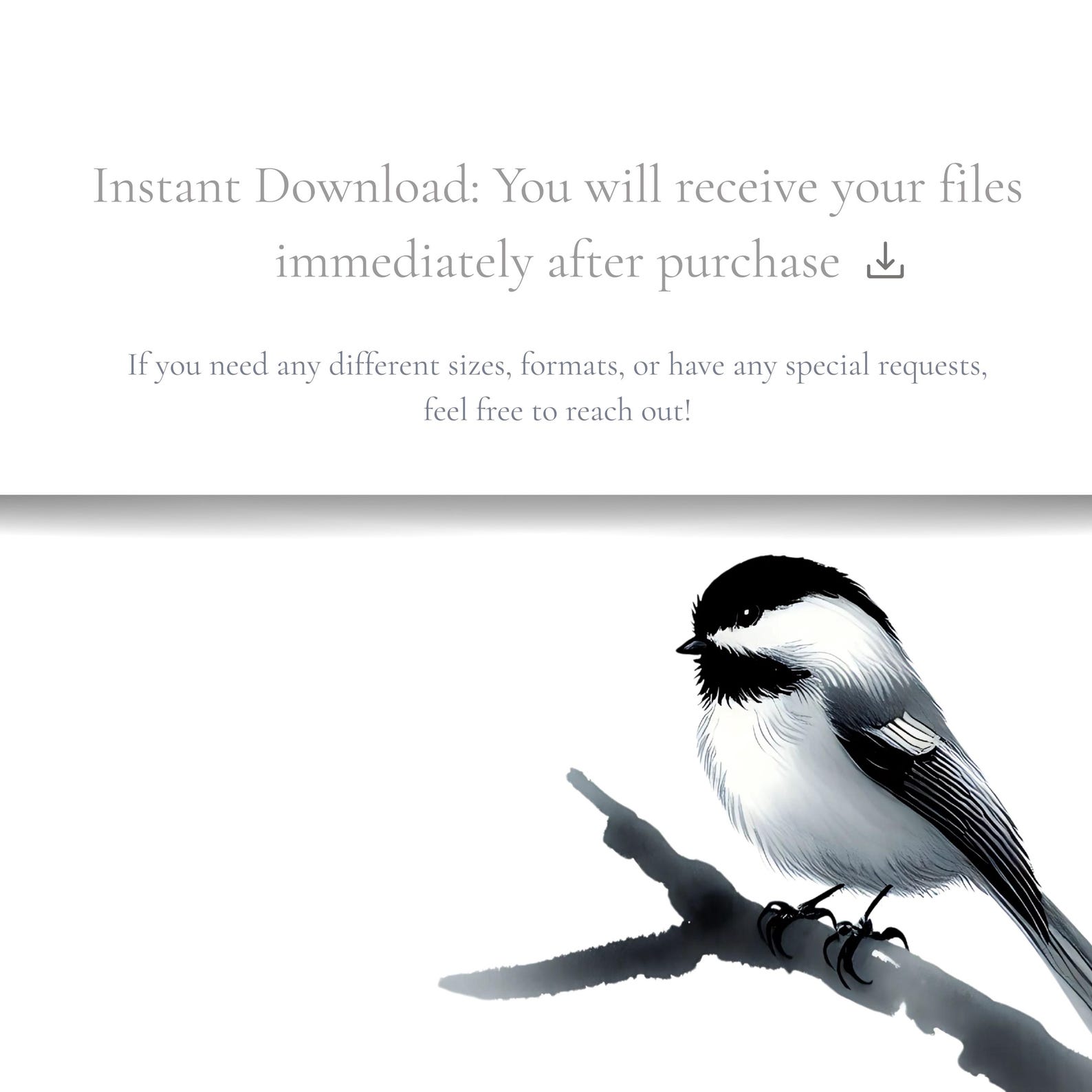 Chickadee Clipart Set: Sumi-e Japanese Ink Art (PNG & JPG) - Etsy