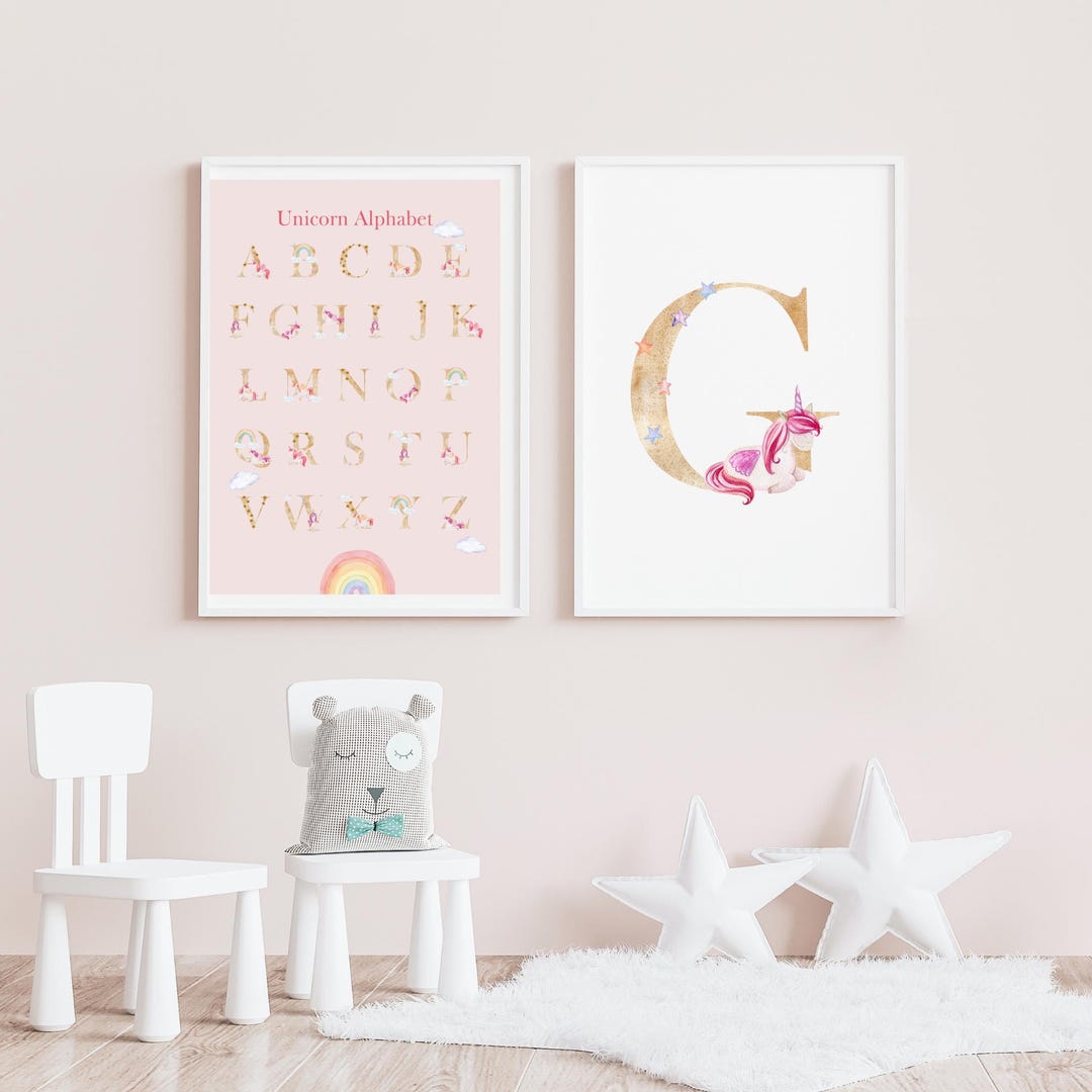 Rainbow Unicorn Alphabet Poster | Digital Download Nursery Art for ...