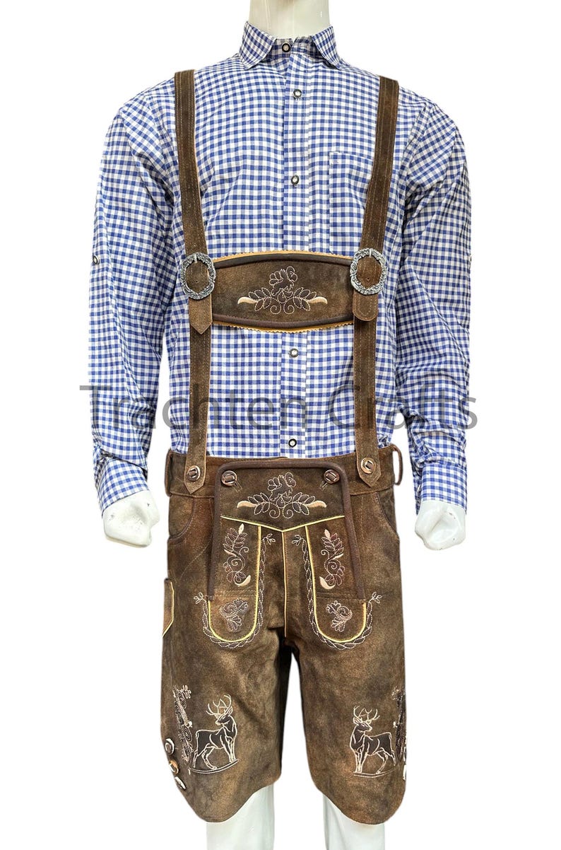 Men's Authentic German Bavarian Lederhosen Oktoberfest Costume With ...