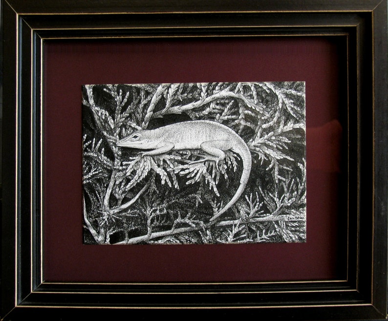 Lizard Pen & Ink Drawing, anole Loafer - Etsy