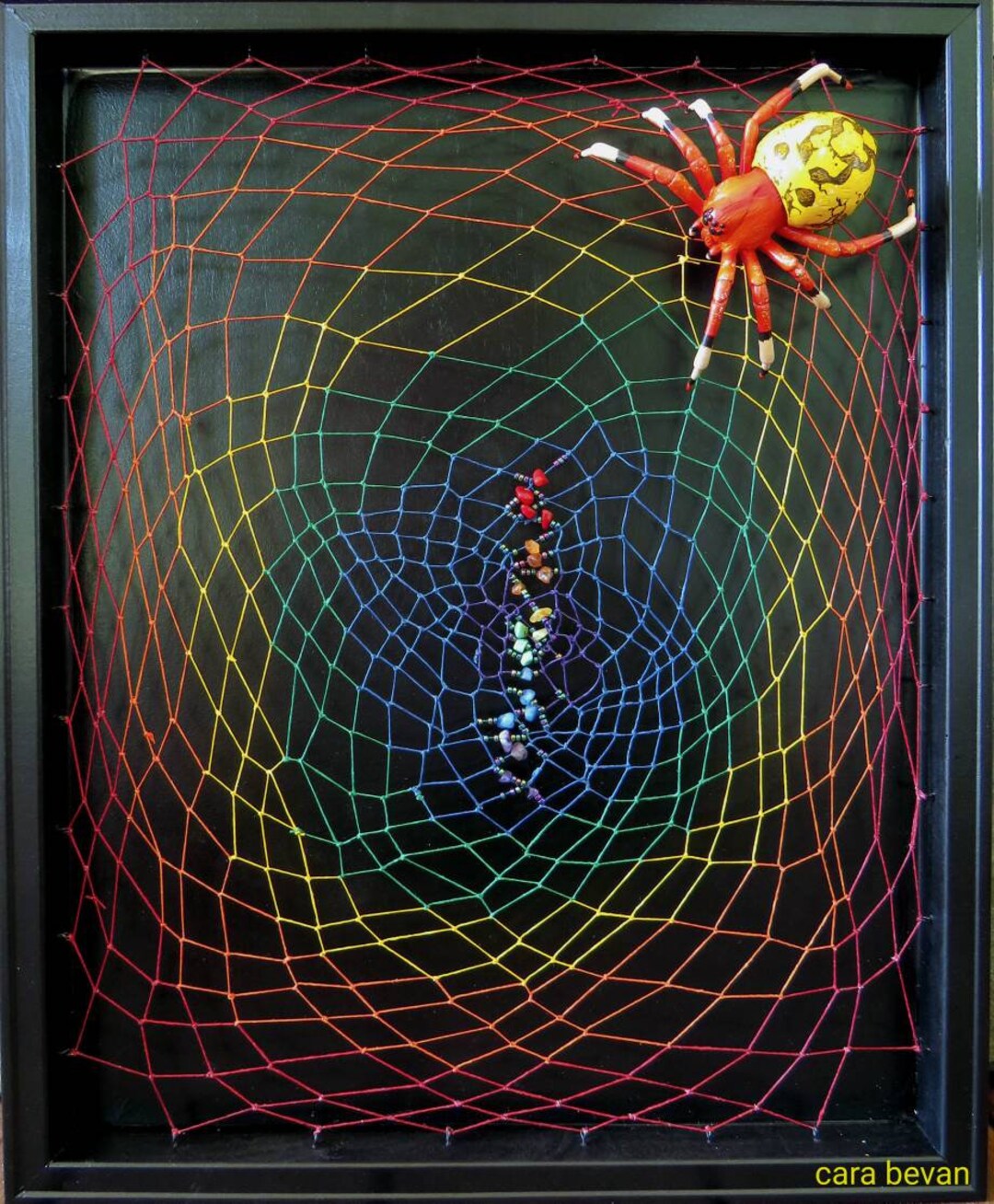 Marbled Orb Weaver Spider on Rainbow Web, Mix Media Art Sculpture - Etsy