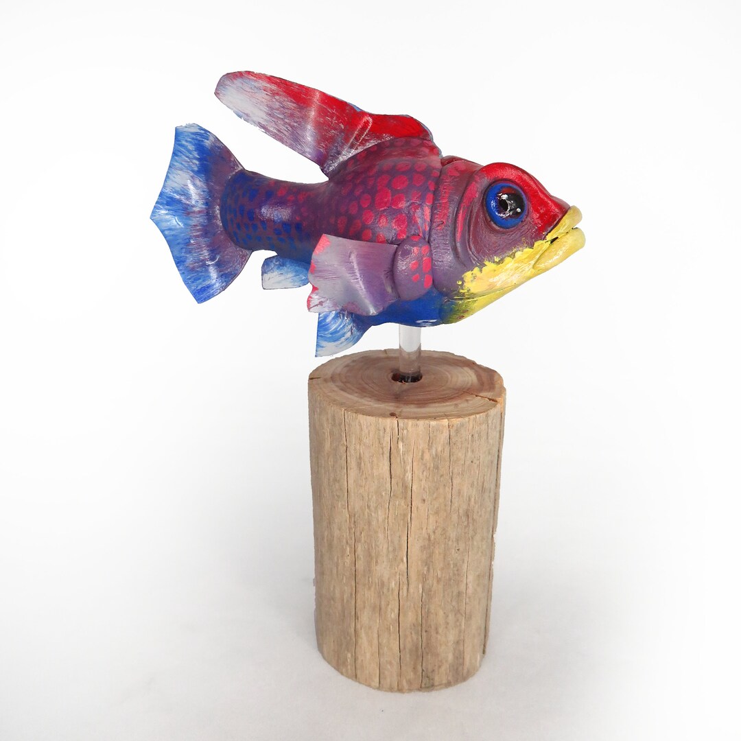 Handmade Gourd Fish Sculpture 94 Purple Anthias - Etsy