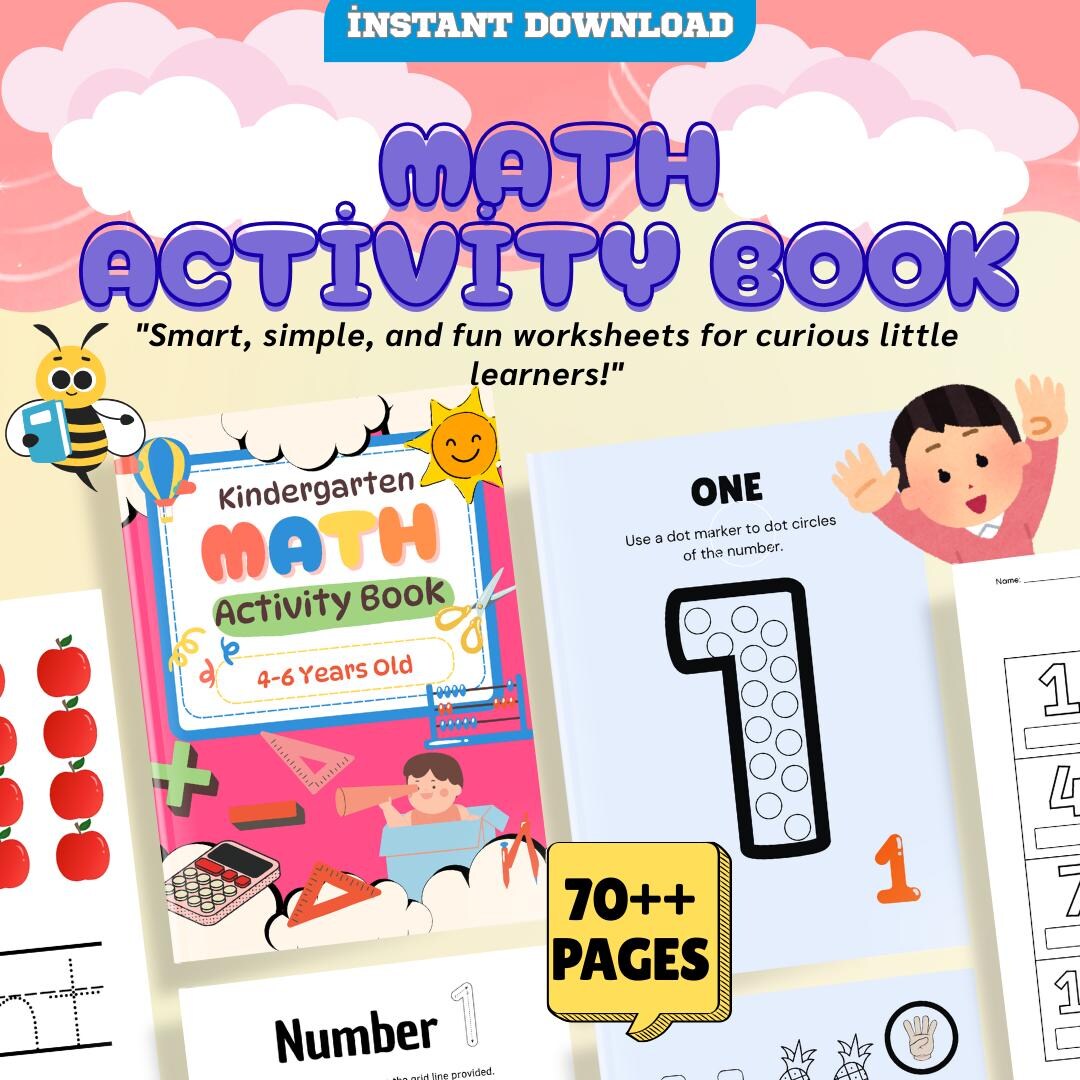 Kindergarten Math Activity Book - Etsy