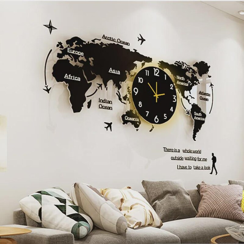 World Map Wall Clock - Etsy