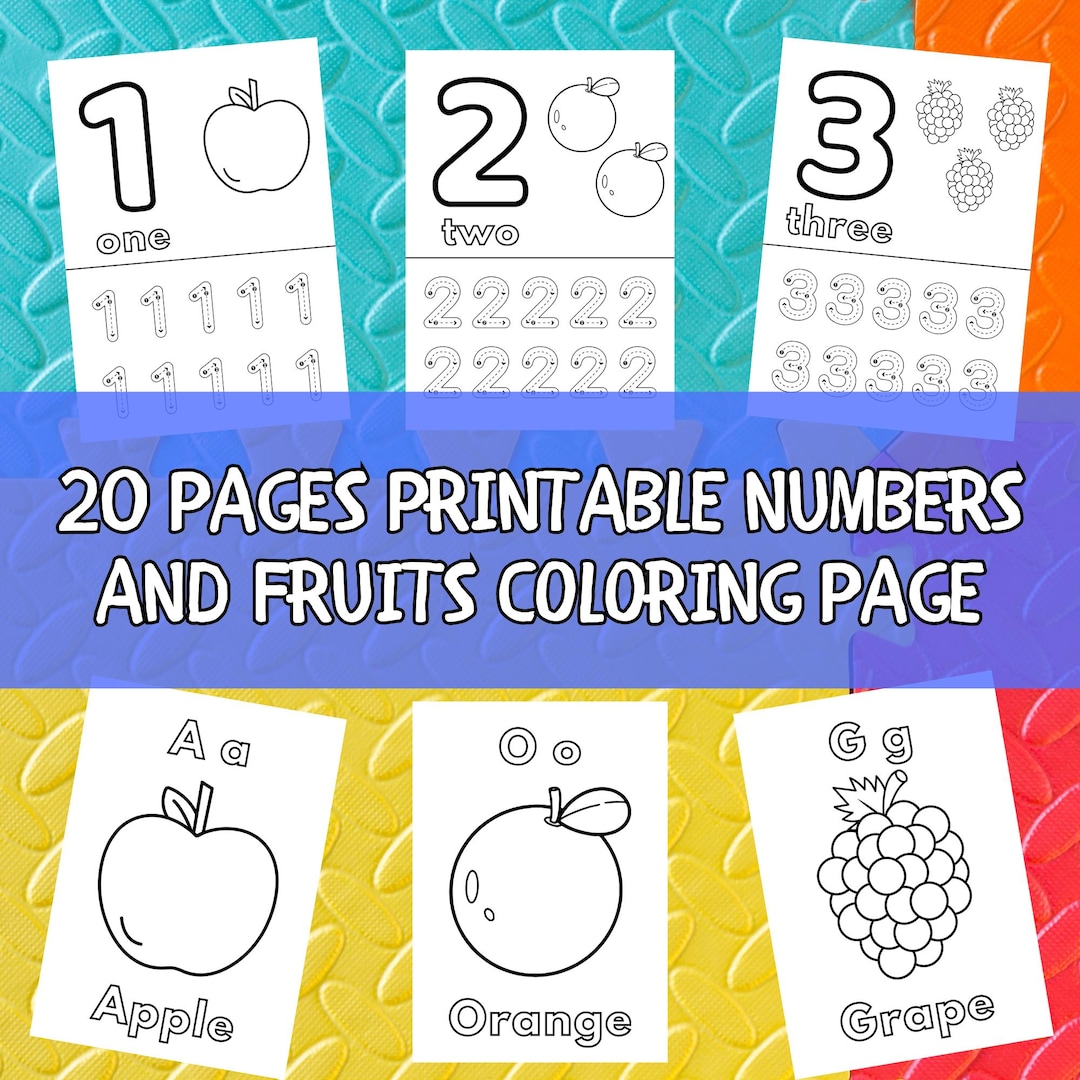 Numbers and Fruits Coloring Pages for Kids - Printable Educational ...