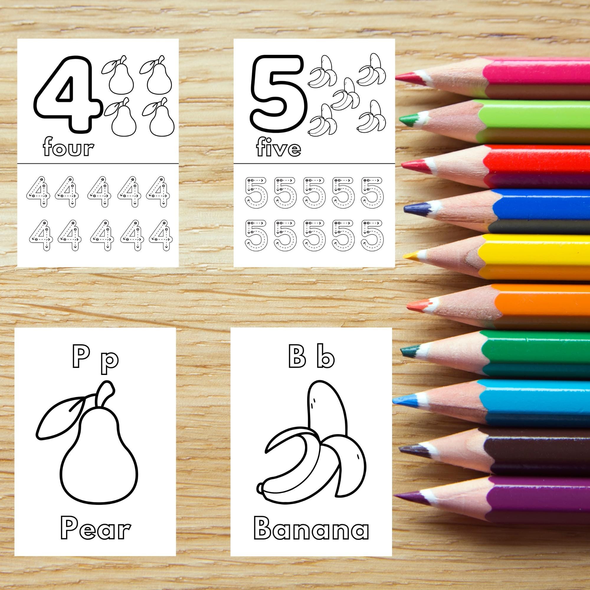 Numbers and Fruits Coloring Pages for Kids - Printable Educational ...