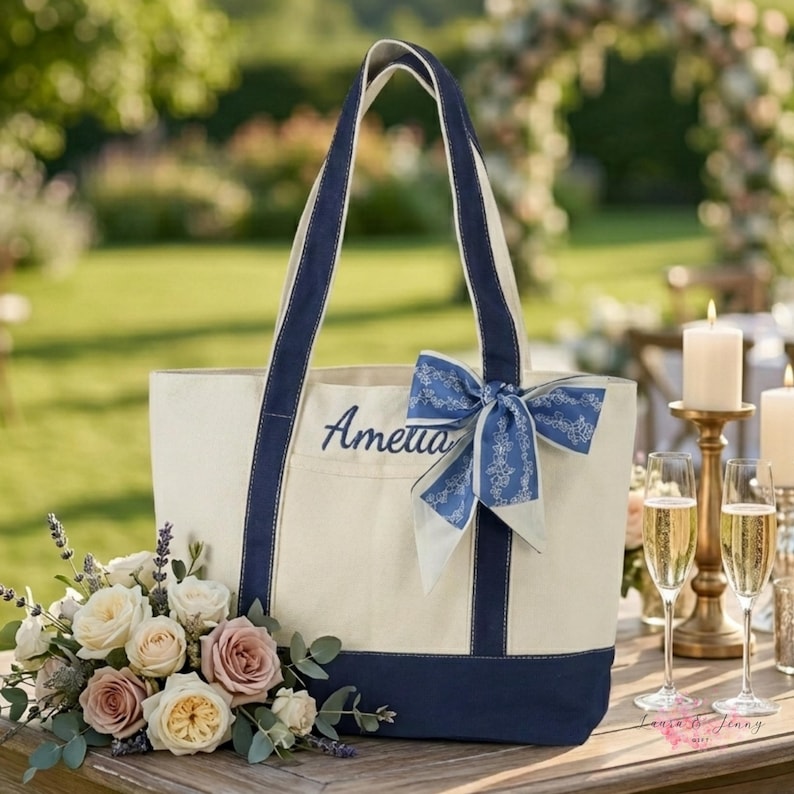 Custom Embroidered Name Bag | Personalized Canvas Tote | Bachelorette ...