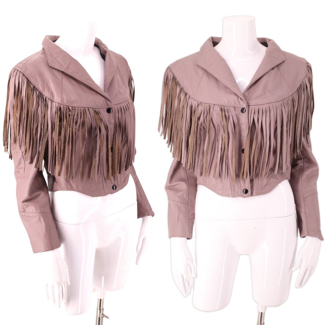 80s Western Leather Fringe Jacket in Warm Gray S / Vintage 1980s ...