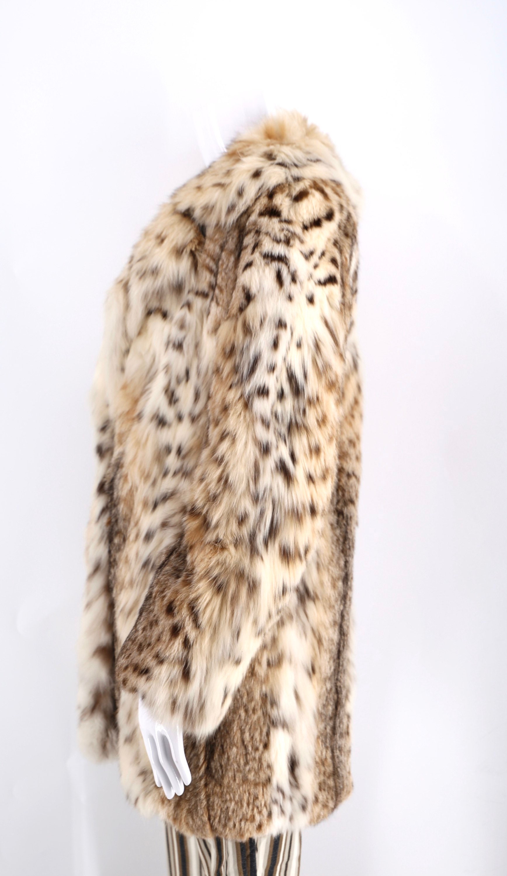 70s NIEMAN MARCUS spotted LYNX fur coat / vintage 1970s soft fur pelts ...
