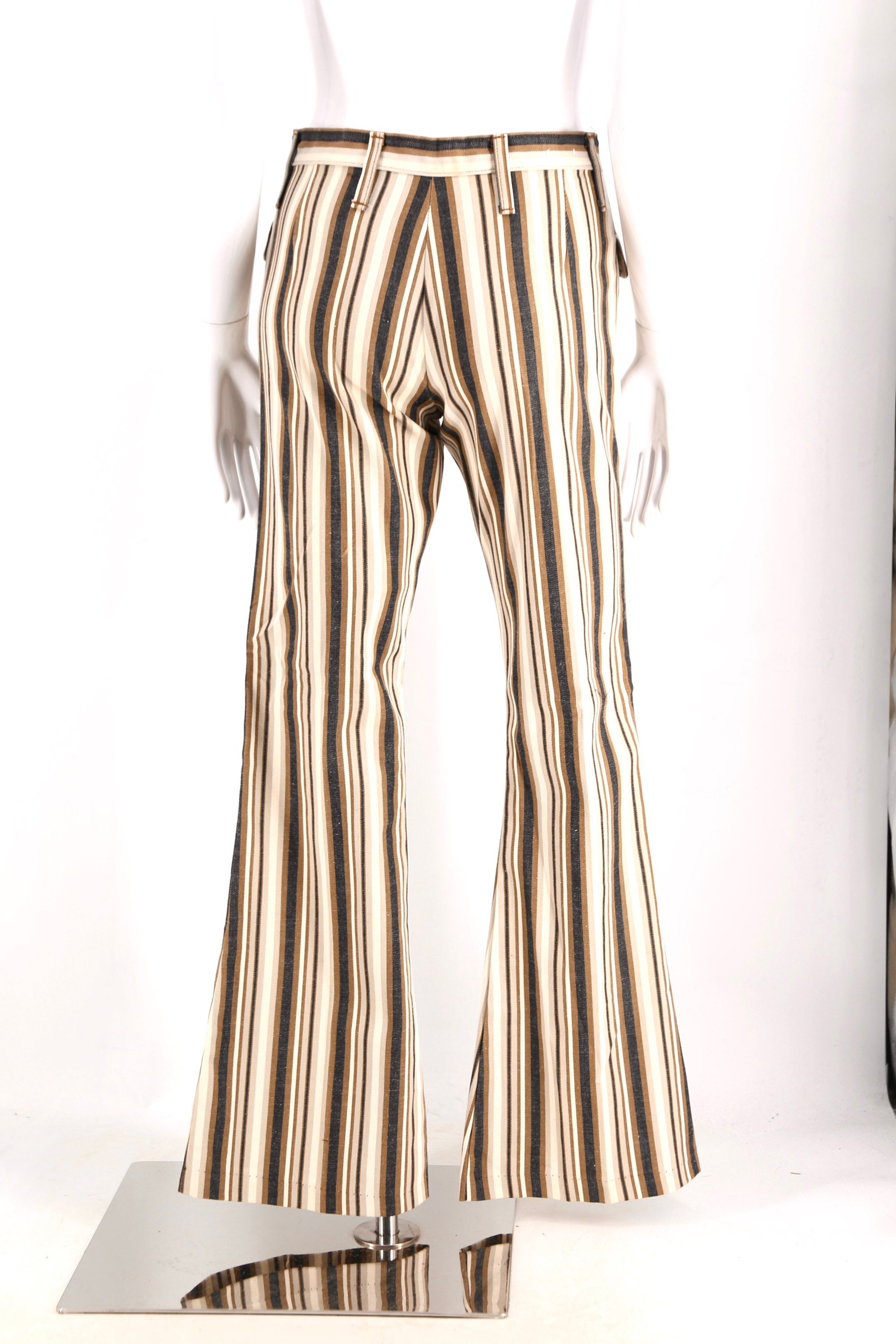 60s striped denim twill flares 28 / vintage 1960s Anvil brand bell ...
