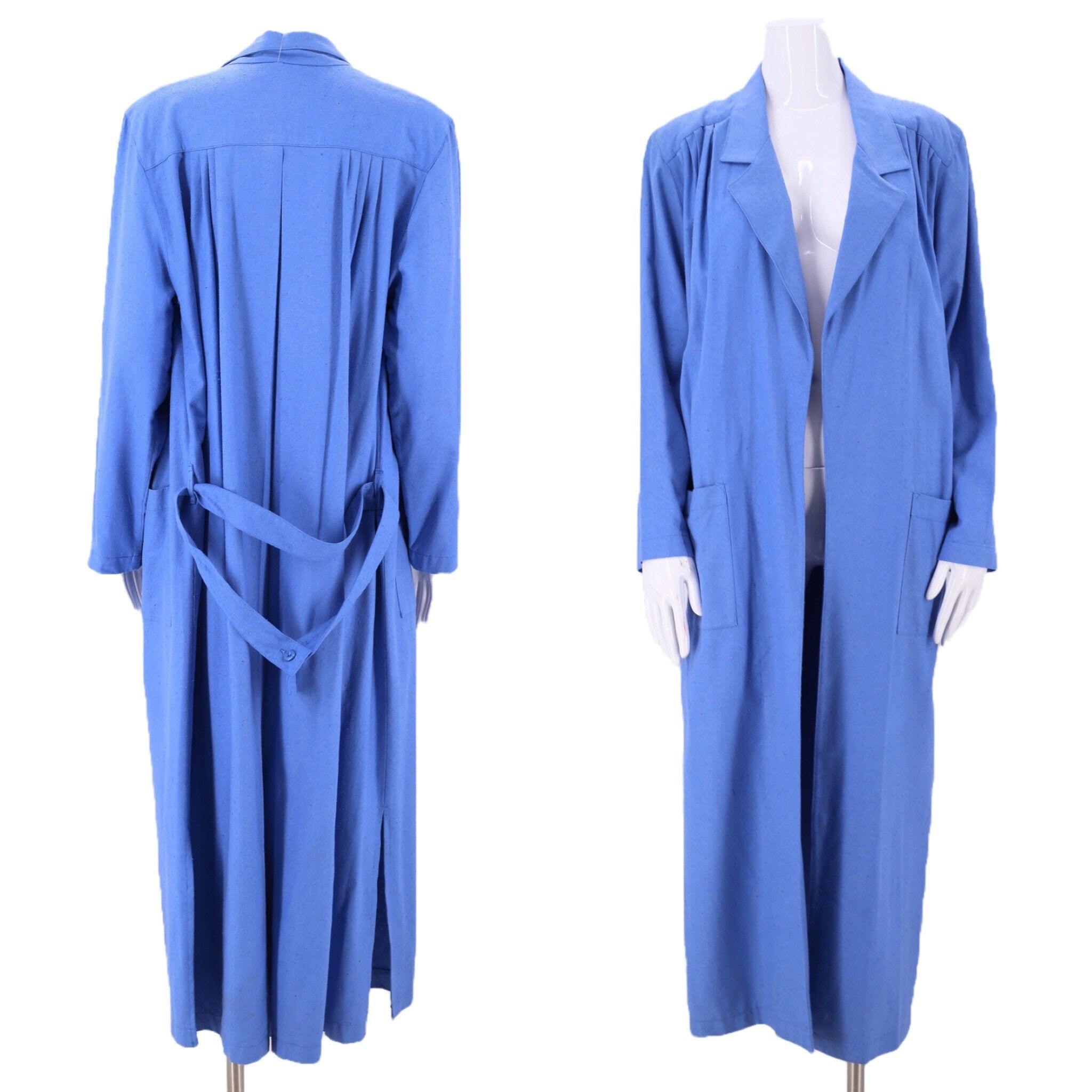 80s natural silk oversized blue duster coat S / vintage 1980s NATURELLE ...