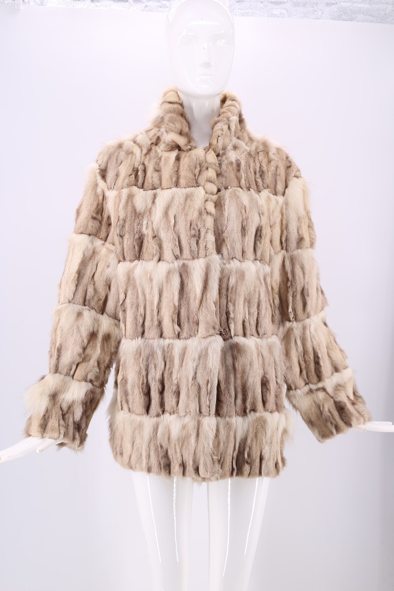 80s SAGA FOX Vintage Fur Coat M / Vintage 1970s 80s Hip Length Textured ...