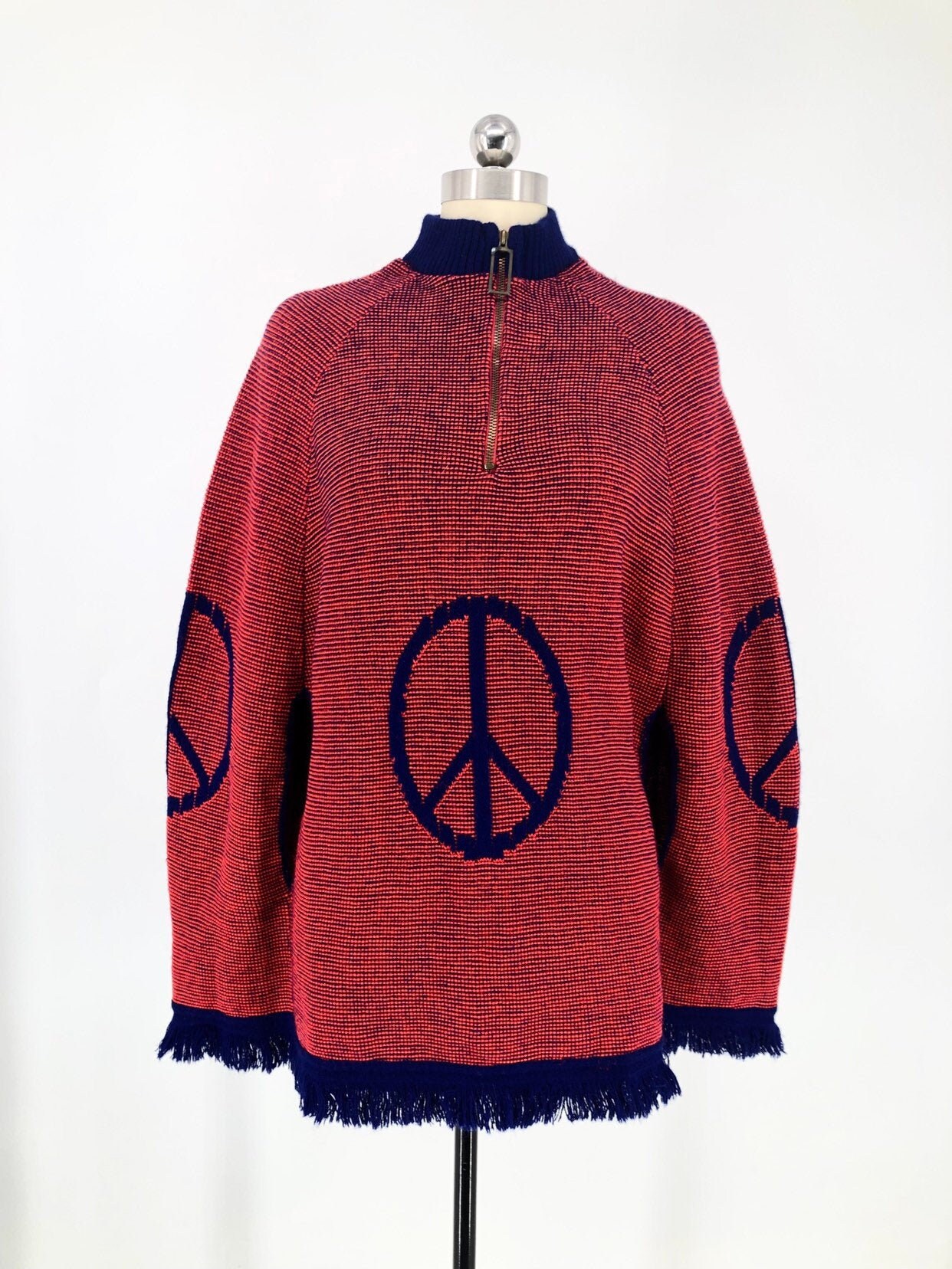 60s PEACE SIGN knit poncho