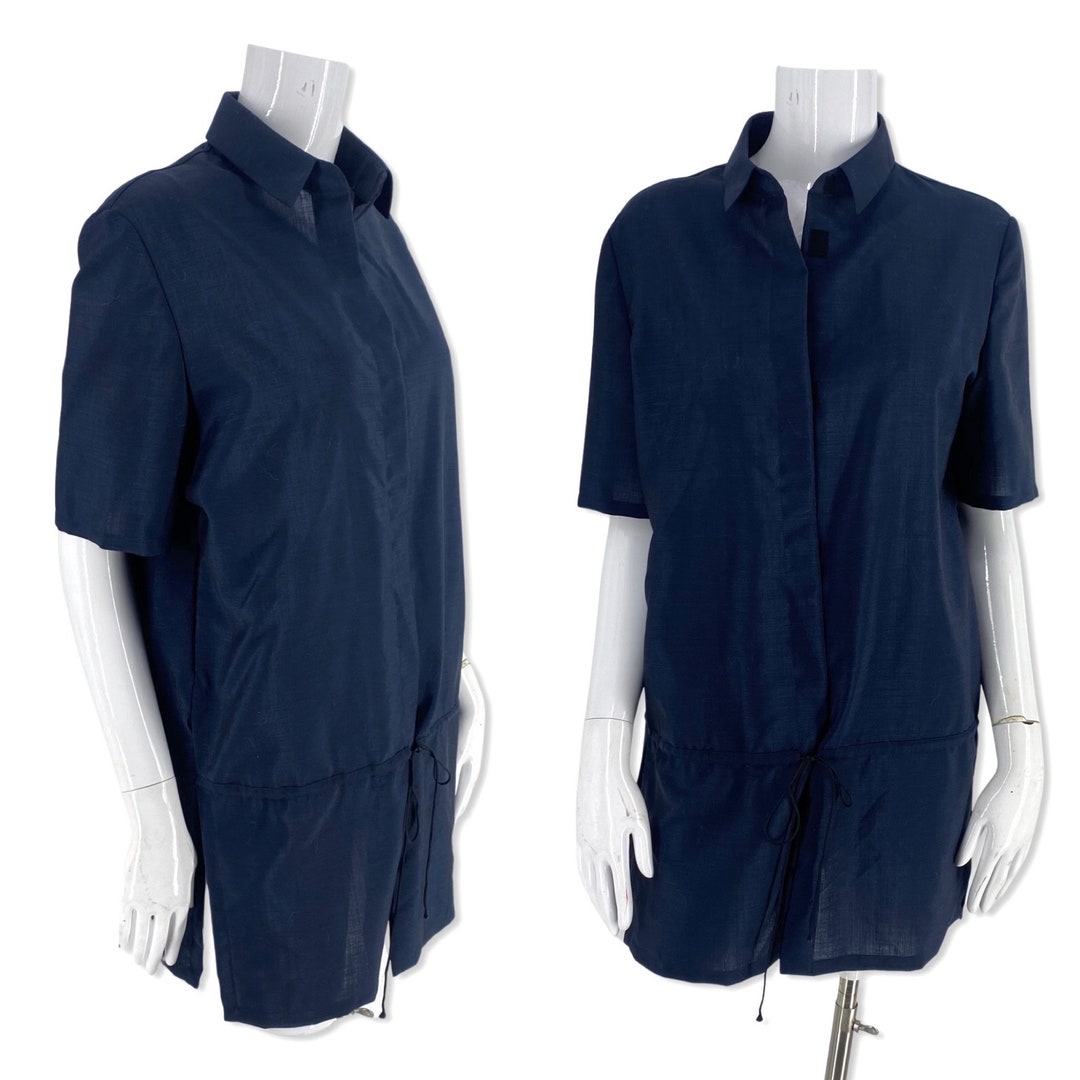 90s Callaghan Minimalist Tunic Top, Vintage 1990s Navy Wool Technical ...