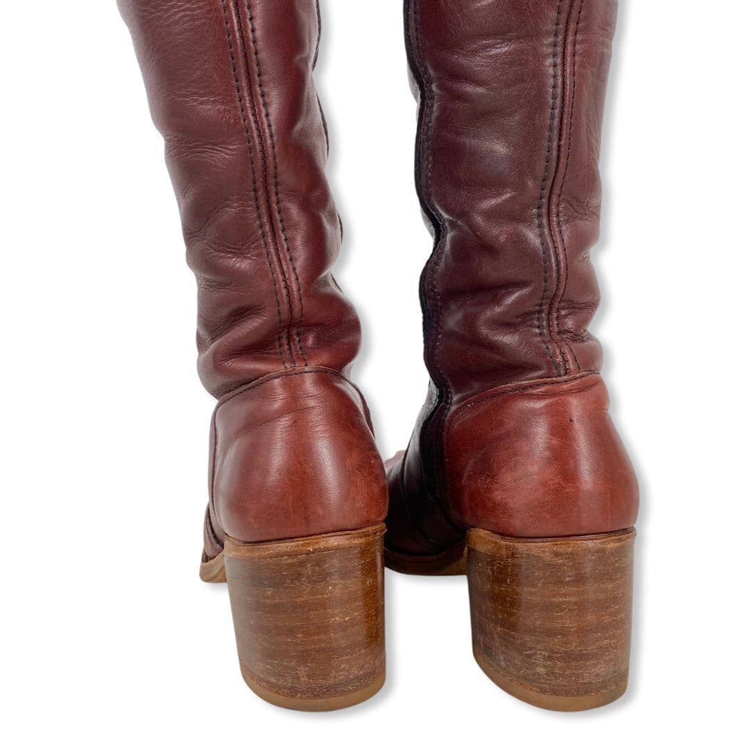 70s Dexter campus boots sz 6.5, vintage 1970s knee high brown boots ...