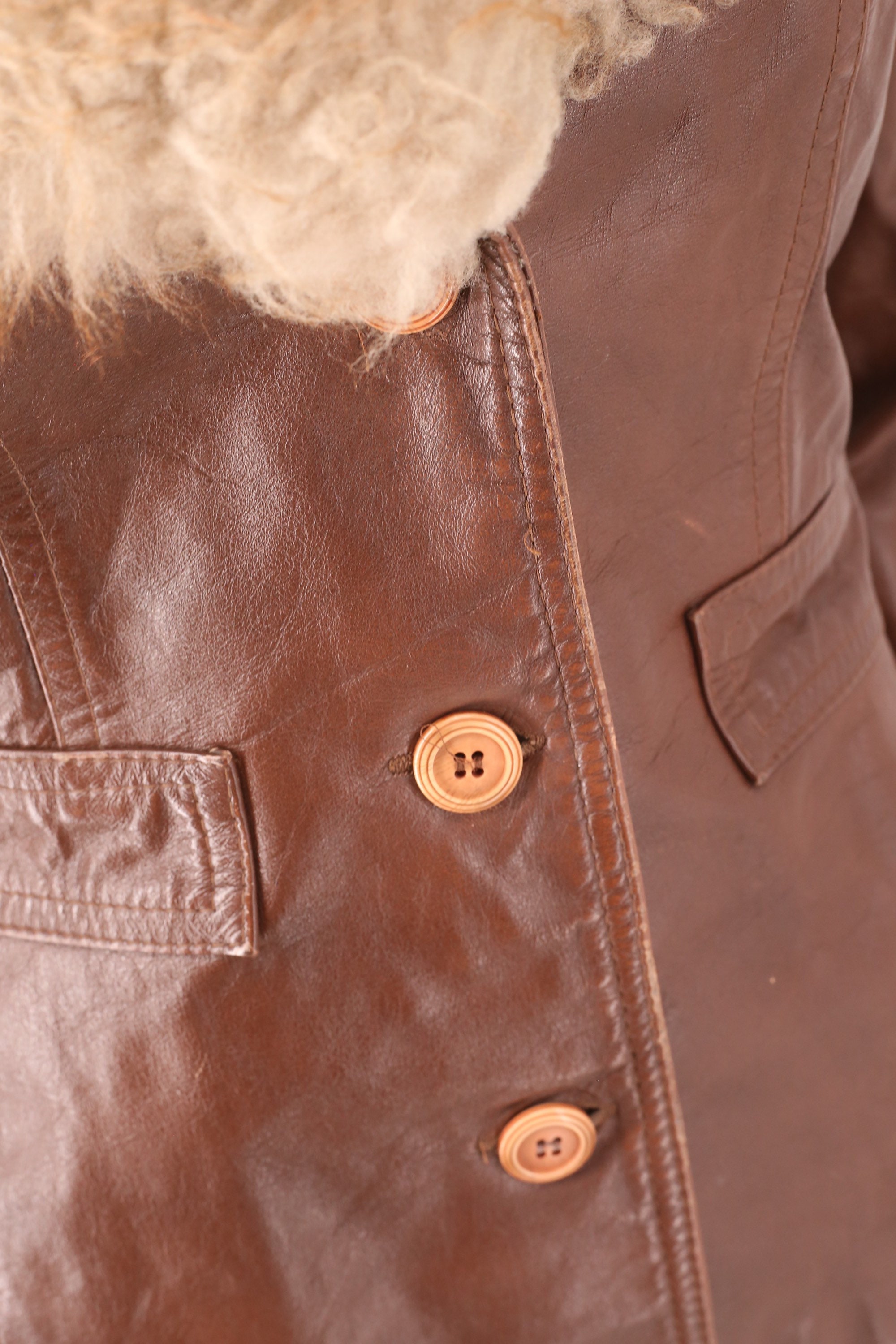 70s shearling leather penny lane jacket , vintage 1970s Gassy Jack San ...