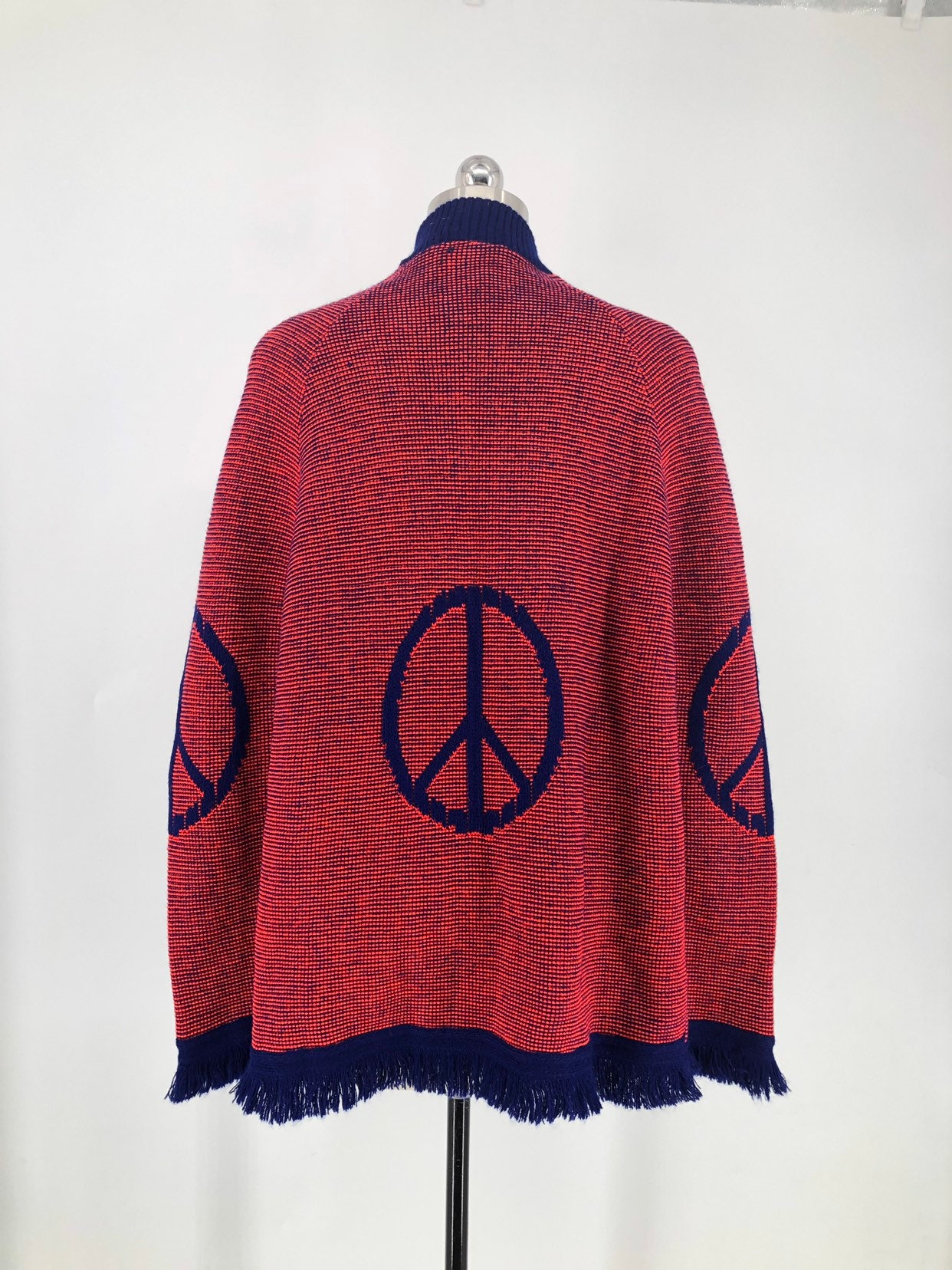 60s PEACE SIGN knit poncho