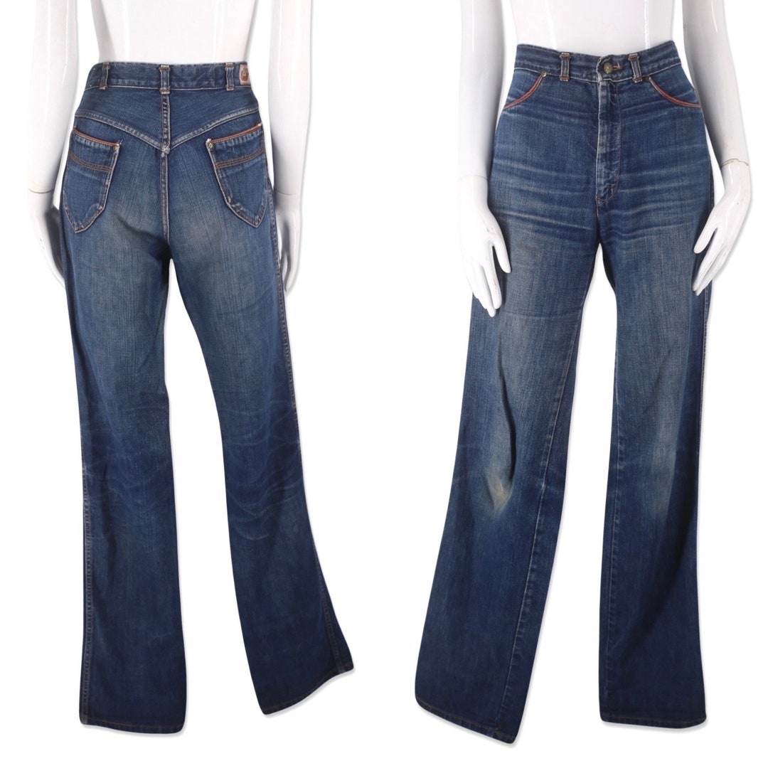 70s LANDLUBBER Denim Boot Cut Jeans 28", Vintage 1970s Straight Leg ...