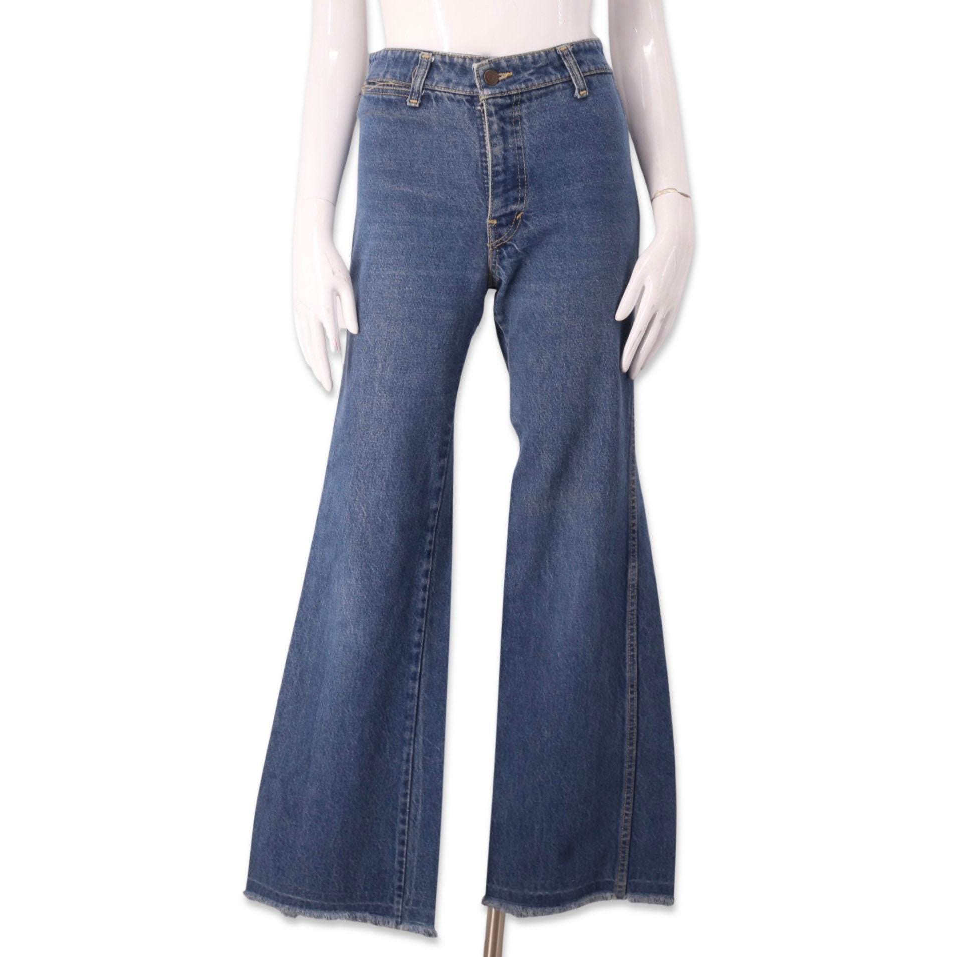 70s high waisted well worn bell bottom jeans 26, vintage DeNimes flare ...