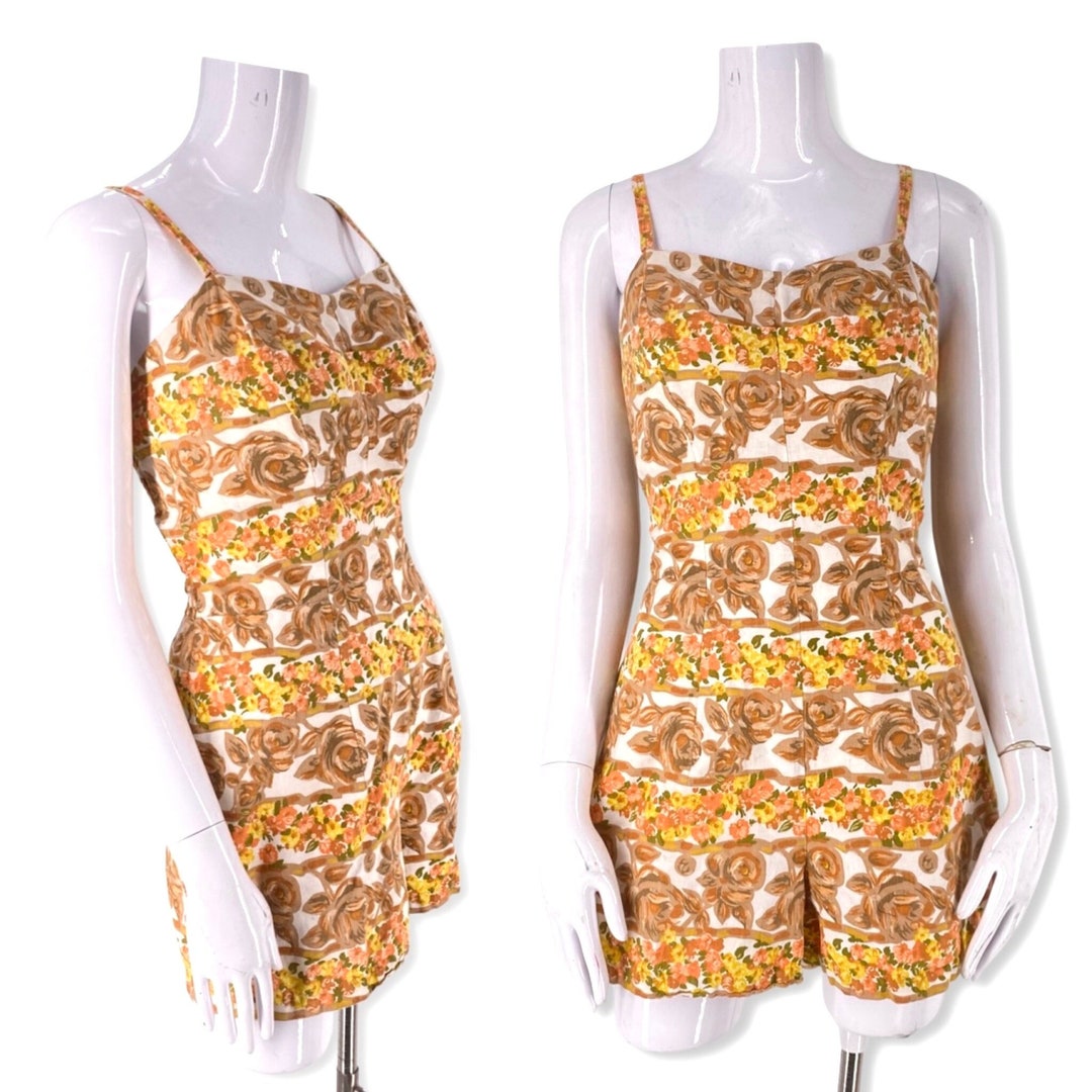 50s Rose Marie Reid Play Suit M/L, Vintage 1950s Cotton Romper, One ...
