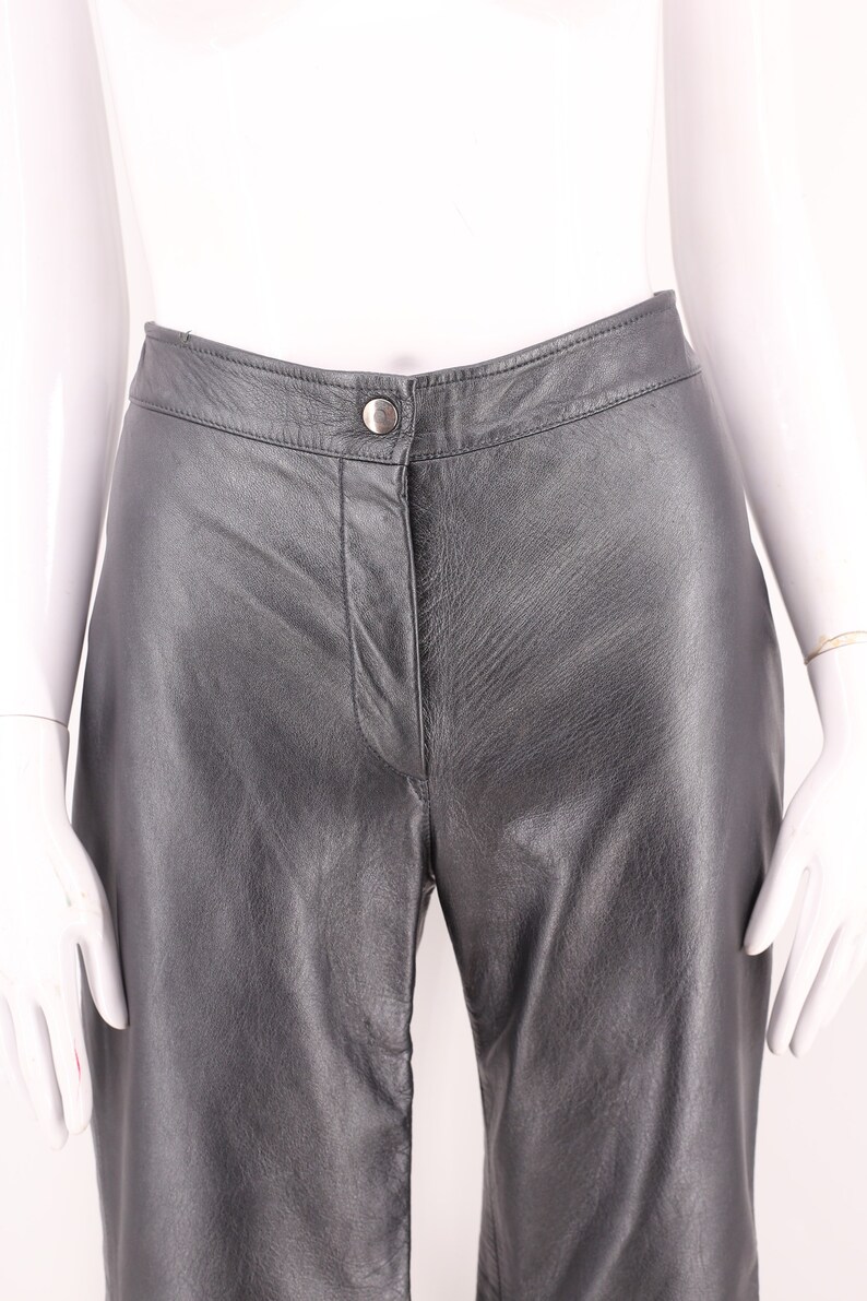 90s RAVER Fun Fur Leather Pants M / Vintage 1990s Bell Bottom - Etsy