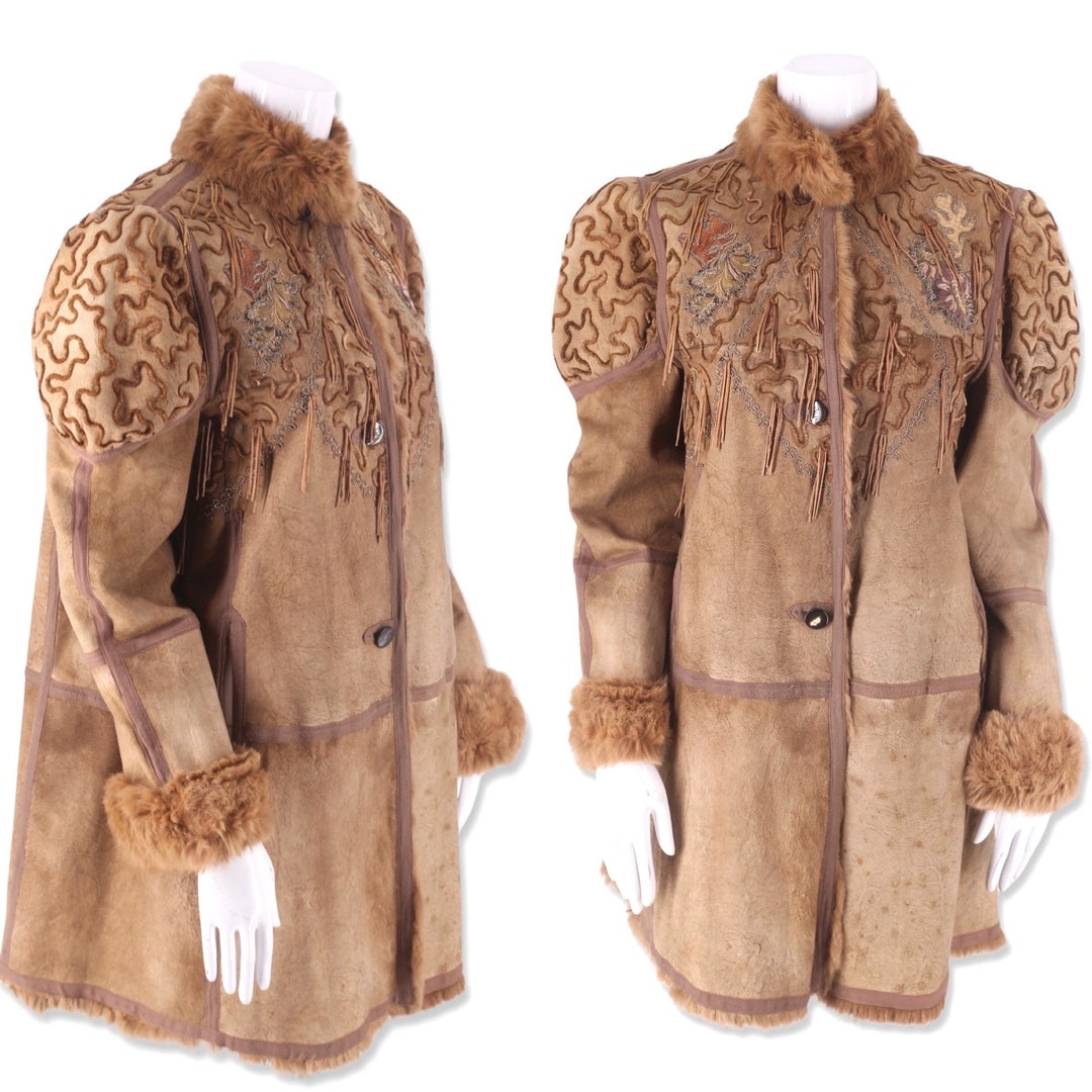 Vintage Medieval Renaissance Style Suede Fur Coat, Art to Wear, 1980s ...