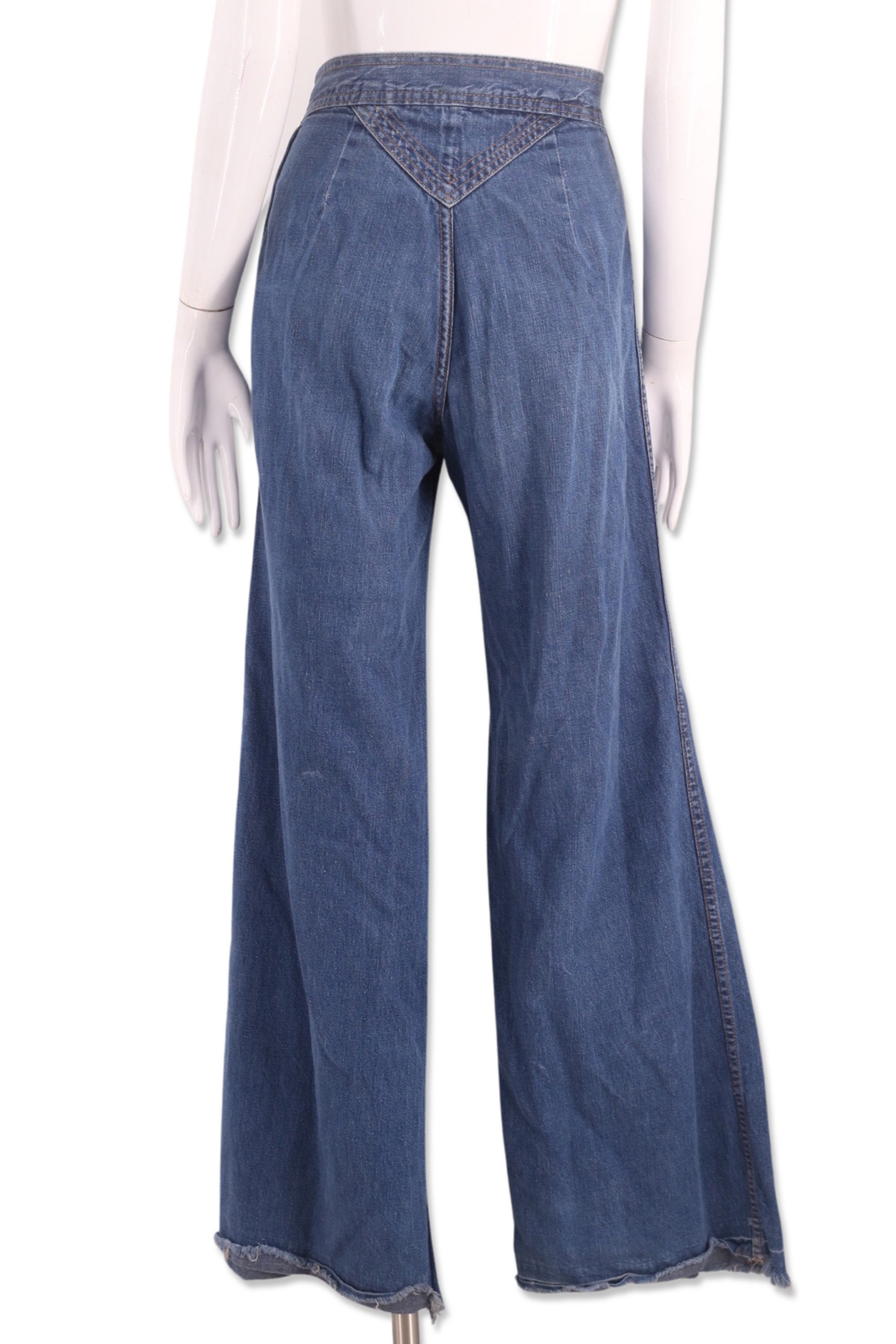 70s PLUSHBOTTOMS high rise denim bell bottoms jeans 28 / vintage 1970s ...