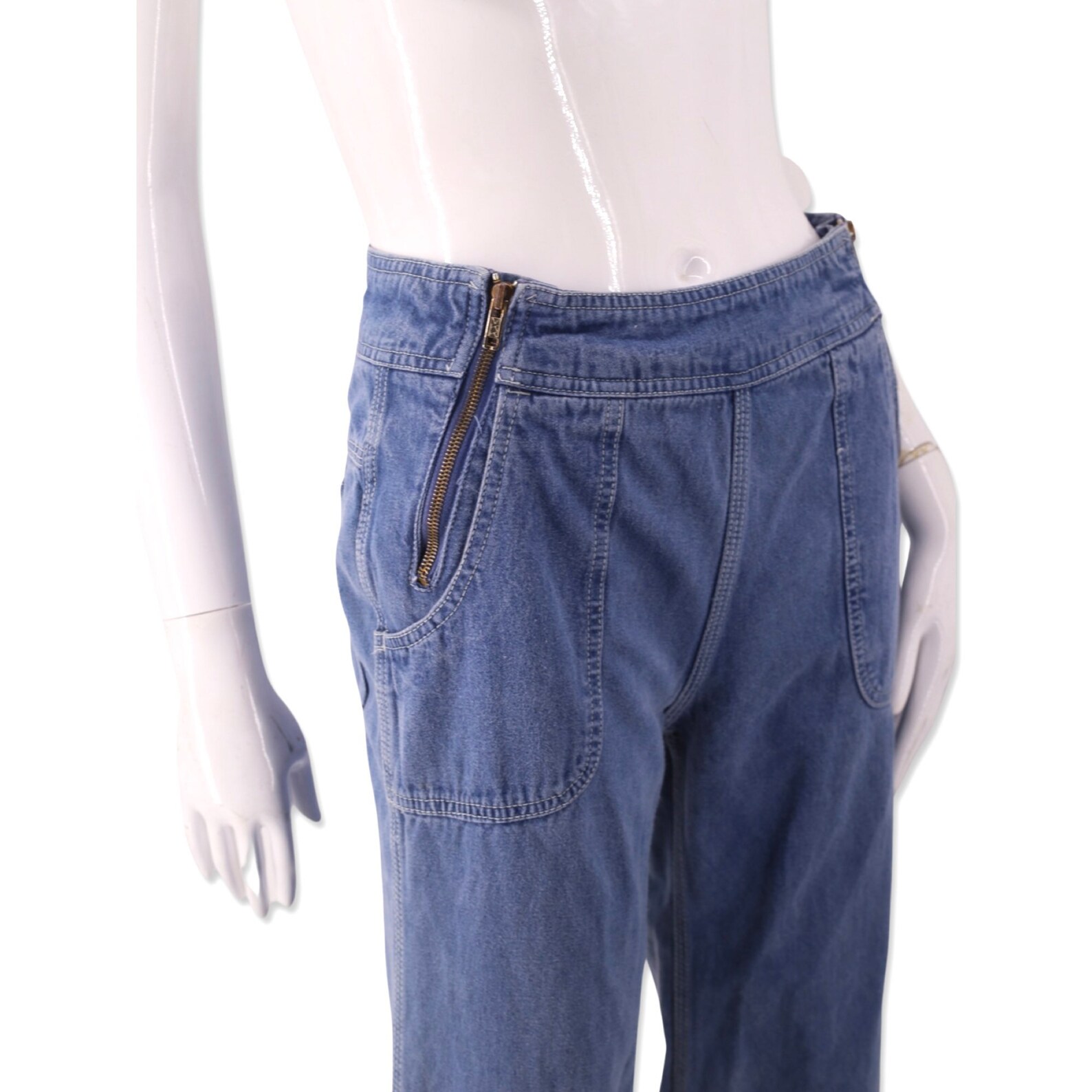 70s Double Zipper Bell Bottom Jeans 27, Vintage 1970s Cropped Flares ...