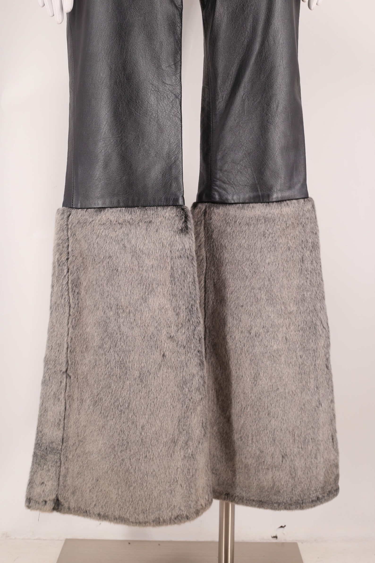 90s RAVER Fun Fur Leather Pants M / Vintage 1990s Bell Bottom - Etsy