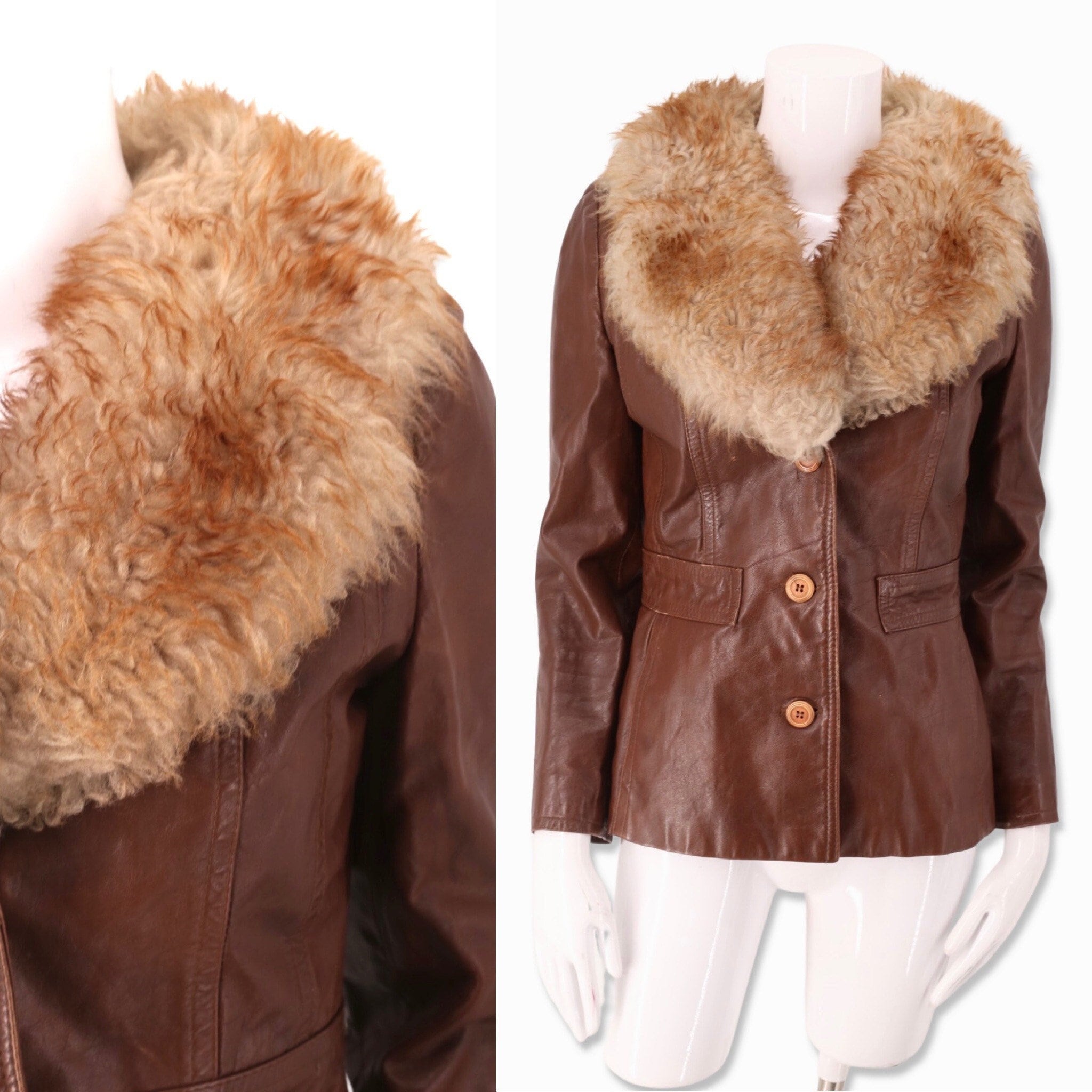 70s shearling leather penny lane jacket , vintage 1970s Gassy Jack San ...