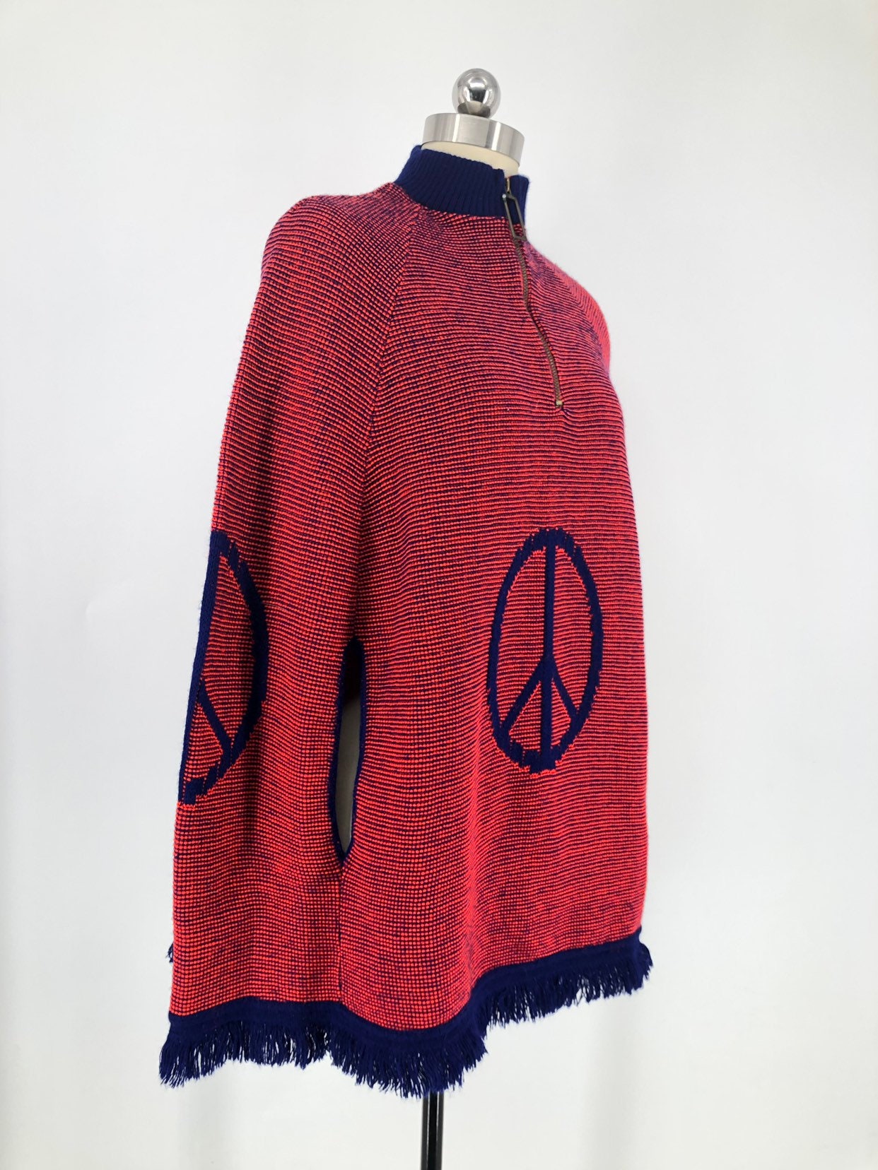 60s PEACE SIGN knit poncho