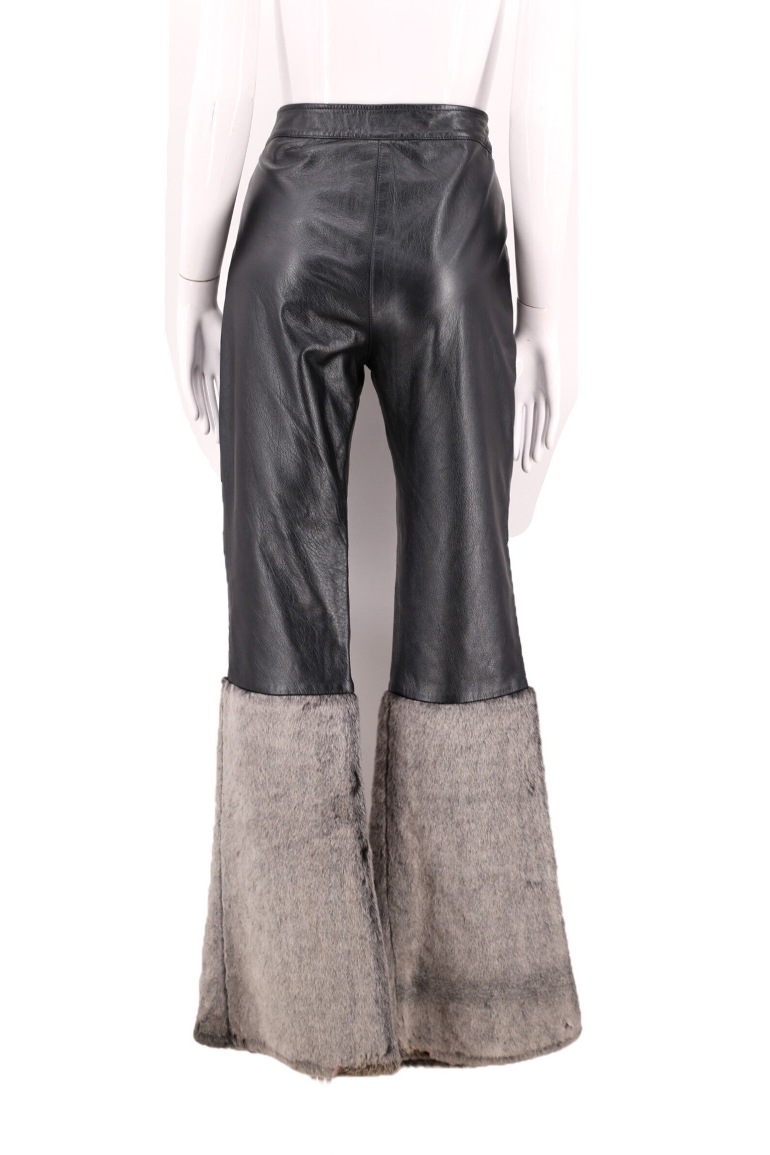 90s RAVER Fun Fur Leather Pants M / Vintage 1990s Bell Bottom - Etsy