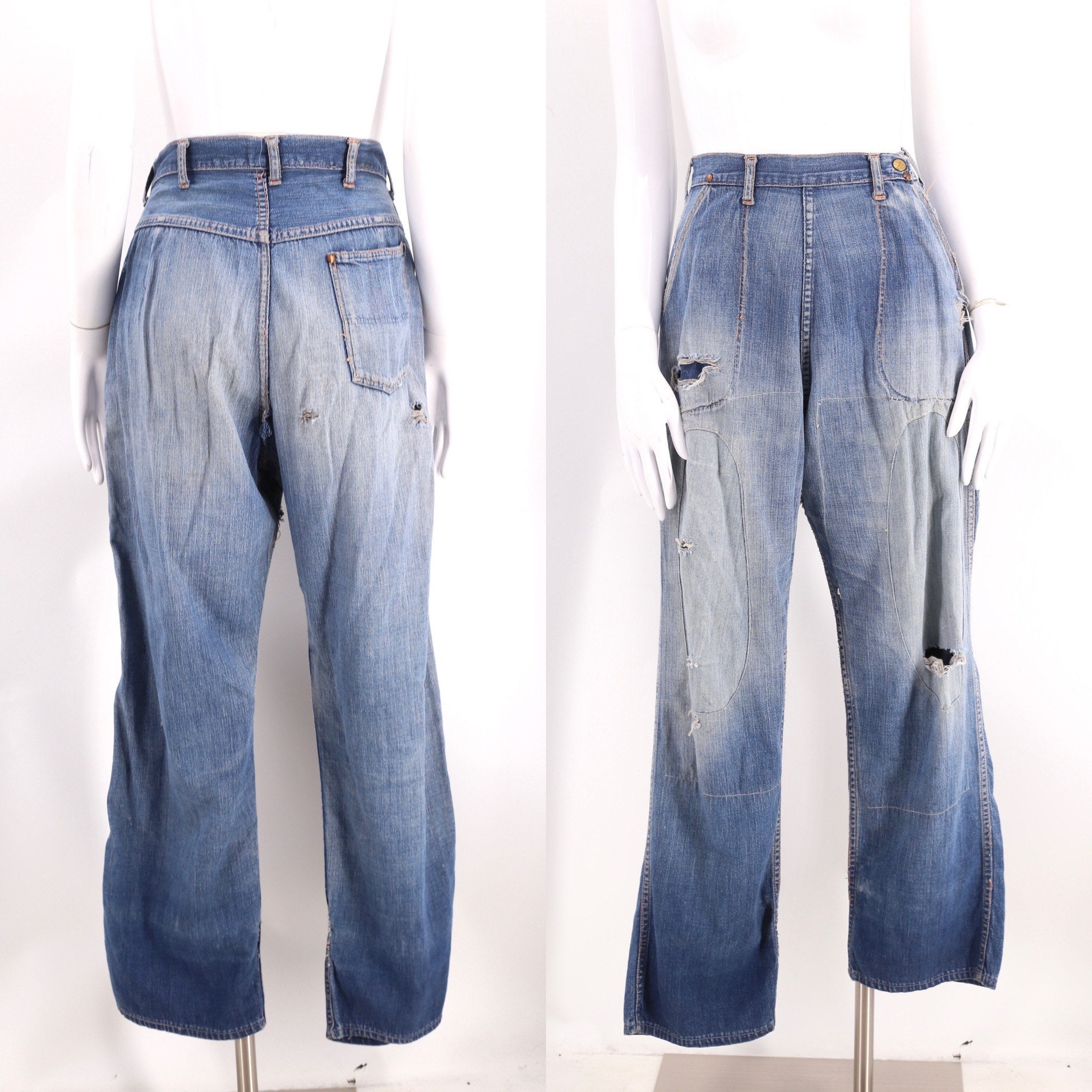 1950s side zip jeans 26 / vintage 50s rancher western cowgirl high ...