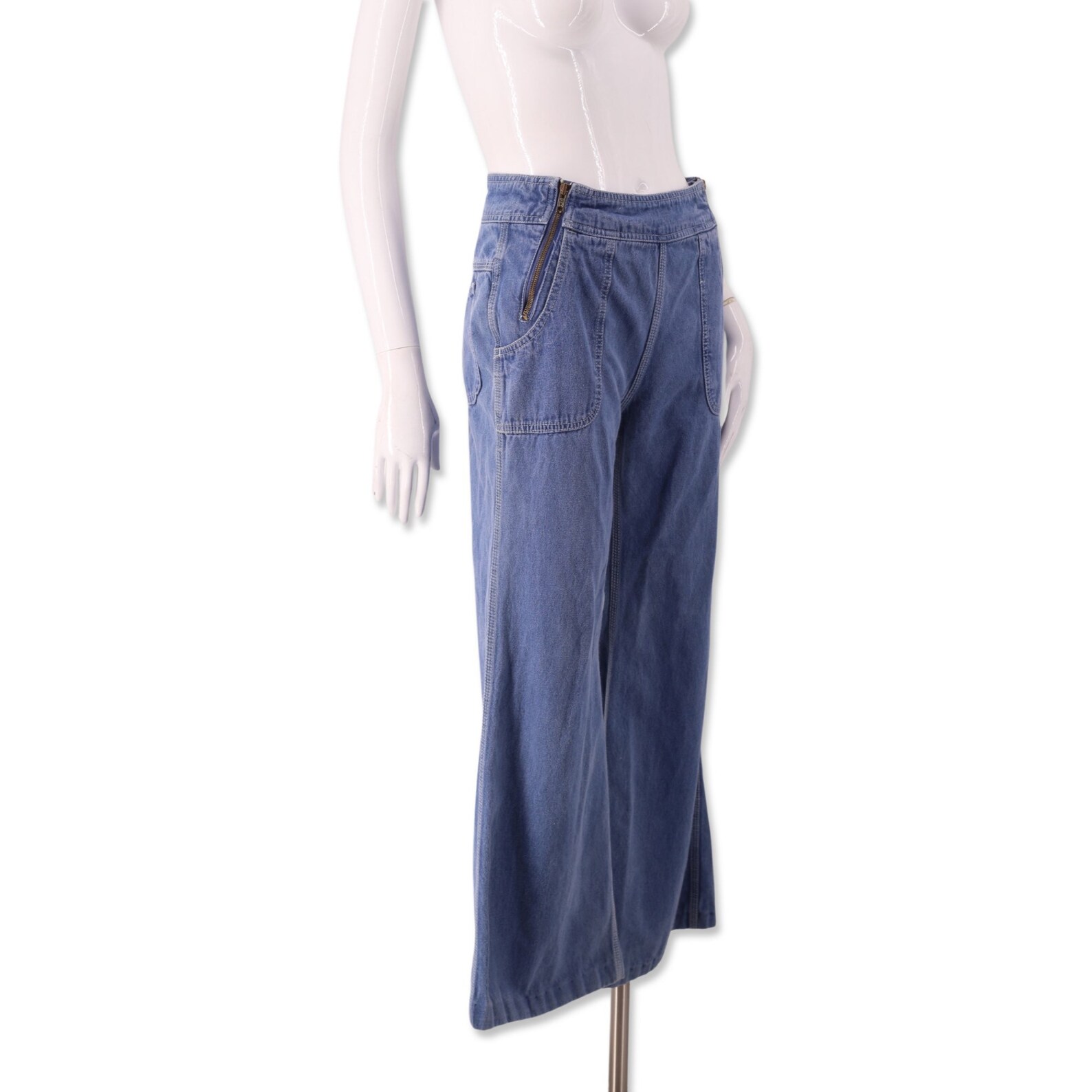 70s Double Zipper Bell Bottom Jeans 27, Vintage 1970s Cropped Flares ...