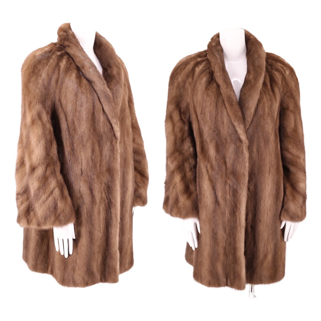 80s Smoky Brown Mink Fur Coat M-L / Vintage Fur Coat / 70s 1980s Glossy ...