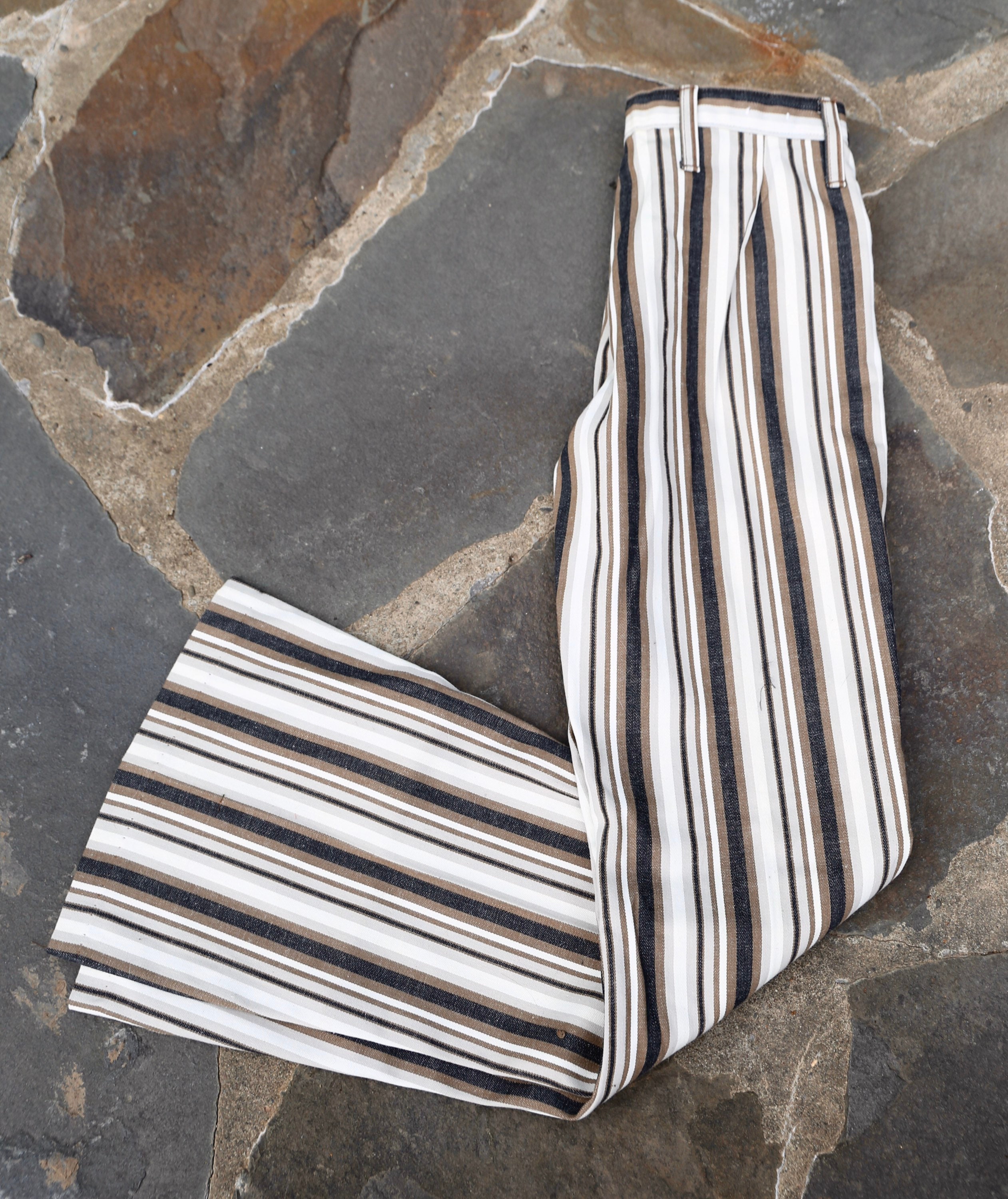 60s striped denim twill flares 28 / vintage 1960s Anvil brand bell ...