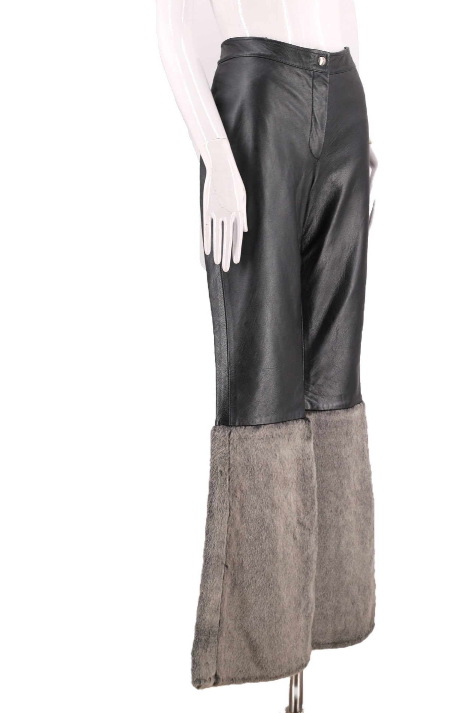 90s RAVER Fun Fur Leather Pants M / Vintage 1990s Bell Bottom - Etsy