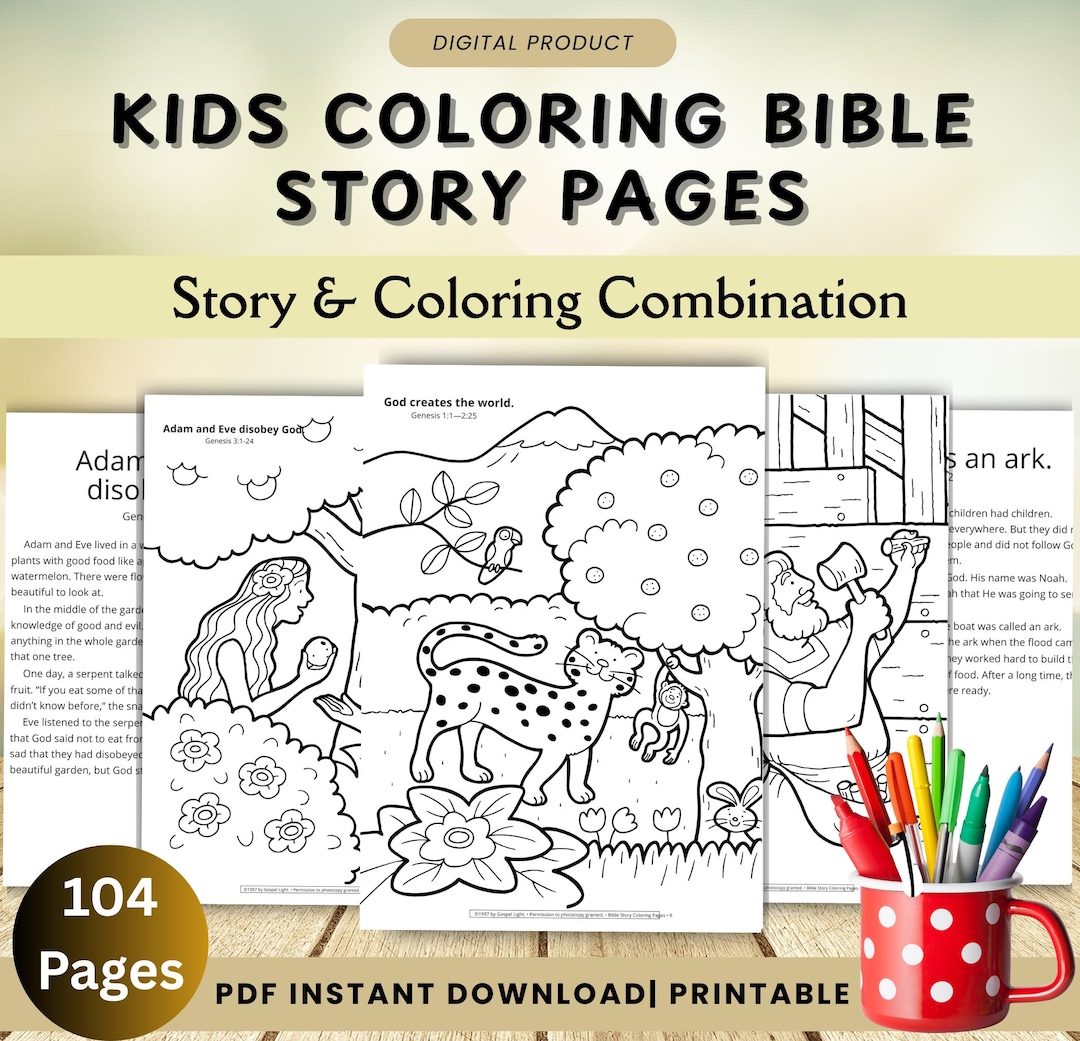 Kids Coloring Bible Story Pages| 52 Bible Stories With Coloring Pages ...