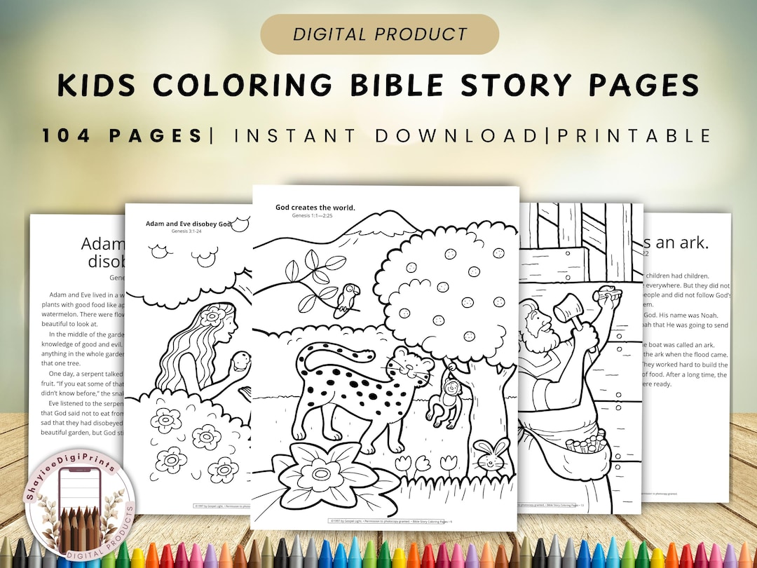 Kids Coloring Bible Story Pages| 52 Bible Stories With Coloring Pages ...