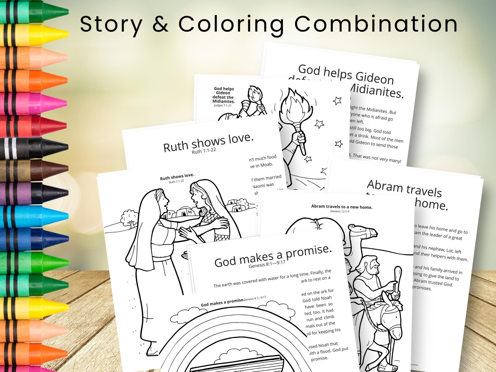 Kids Coloring Bible Story Pages| 52 Bible Stories With Coloring Pages ...