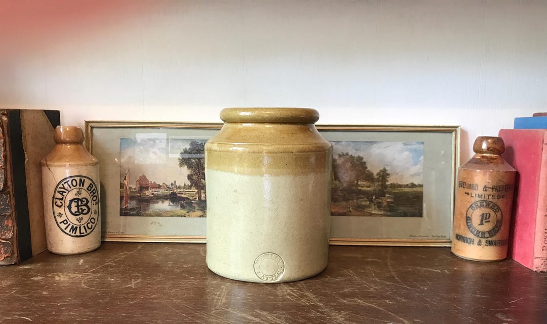 Newbery Battle Vintage Stoneware Crock: Two-tone Glazed Jar - Etsy