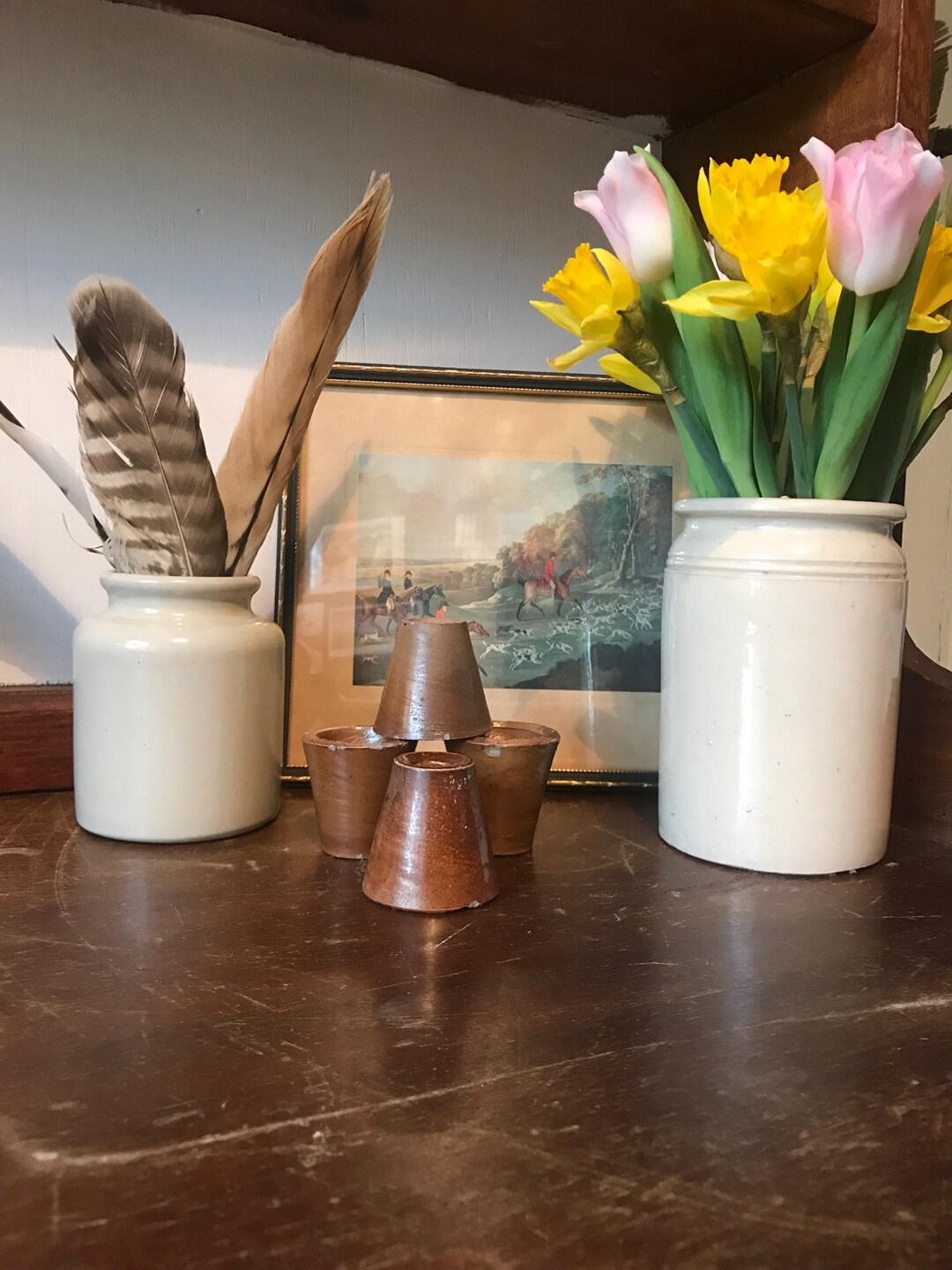 Antique Stoneware Blacking Paste Pots, Brown Glazed Stoneware, Vintage ...