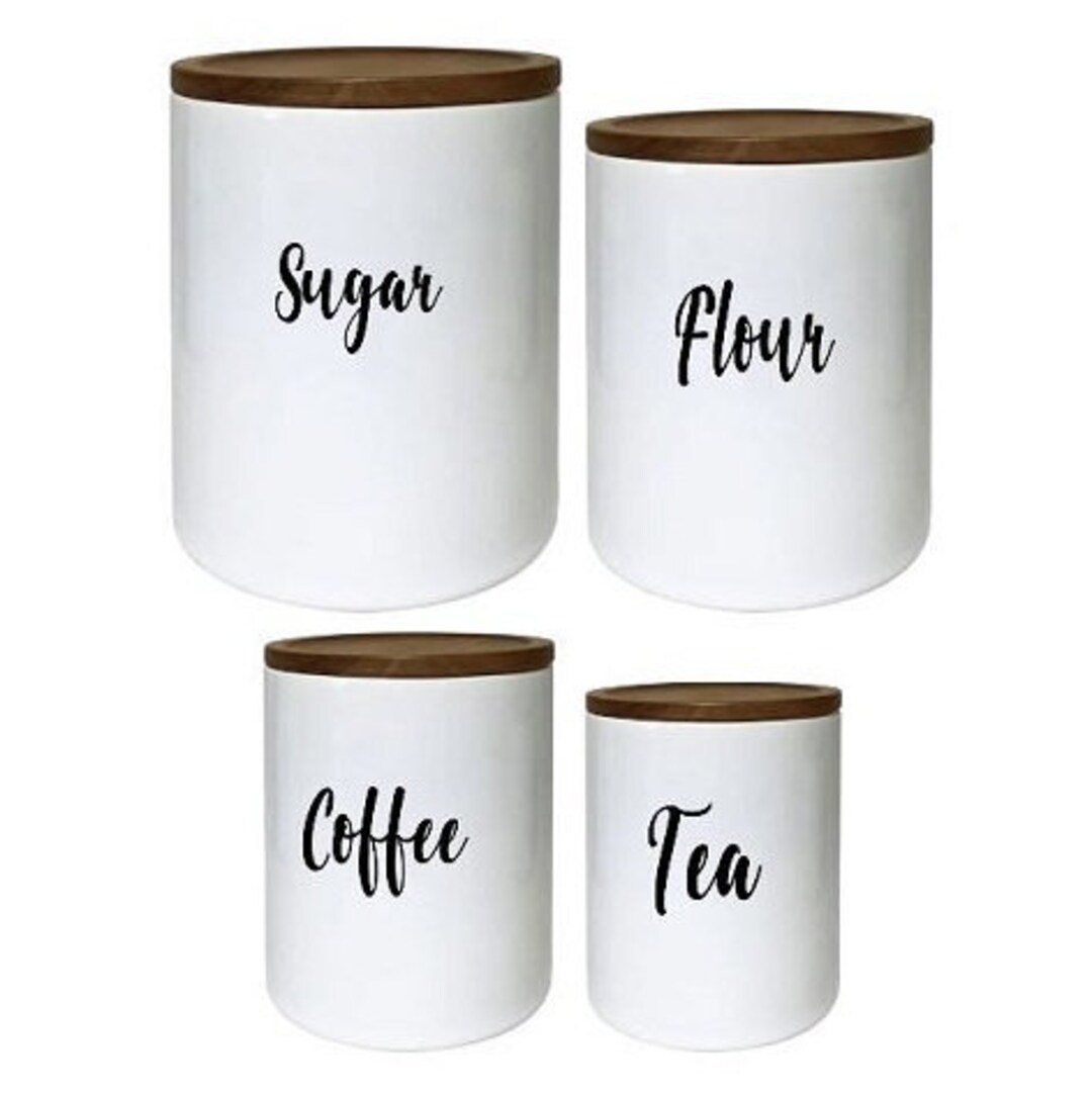 Set of 4 Canister Decal Set. Choose Font and Color! - Etsy