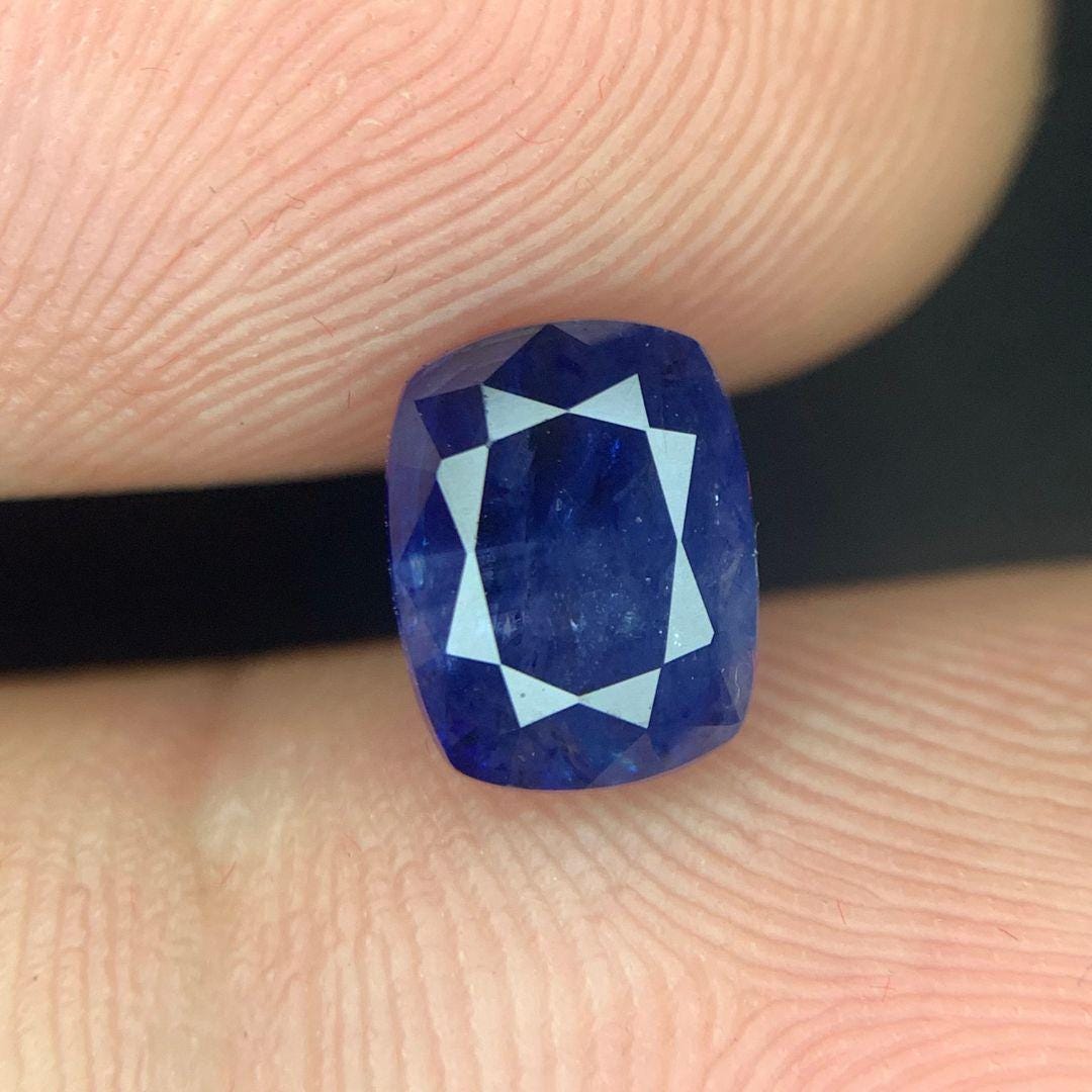 Natural Sapphire Blue Color Cushion Cut Faceted Loose Gemstone - Etsy