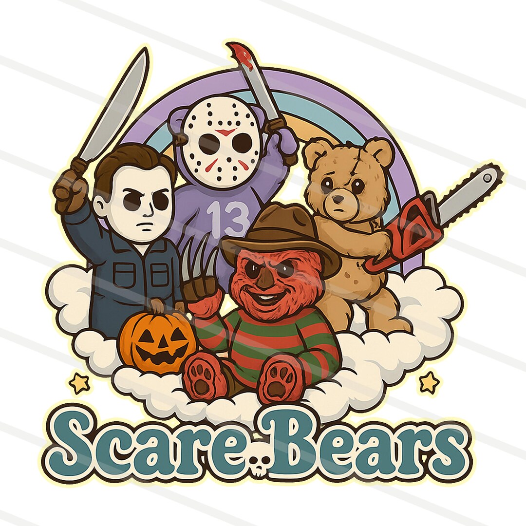 Scary Care Scare Bears Funny Halloween Horror Faces Png, Horror Movie ...